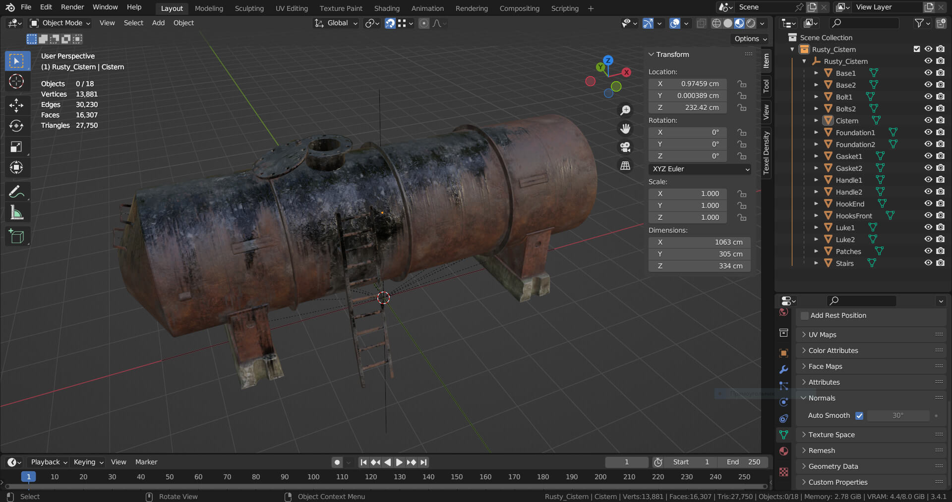 Rusty Cistern - 3D Model by Grishmanovskij Anton