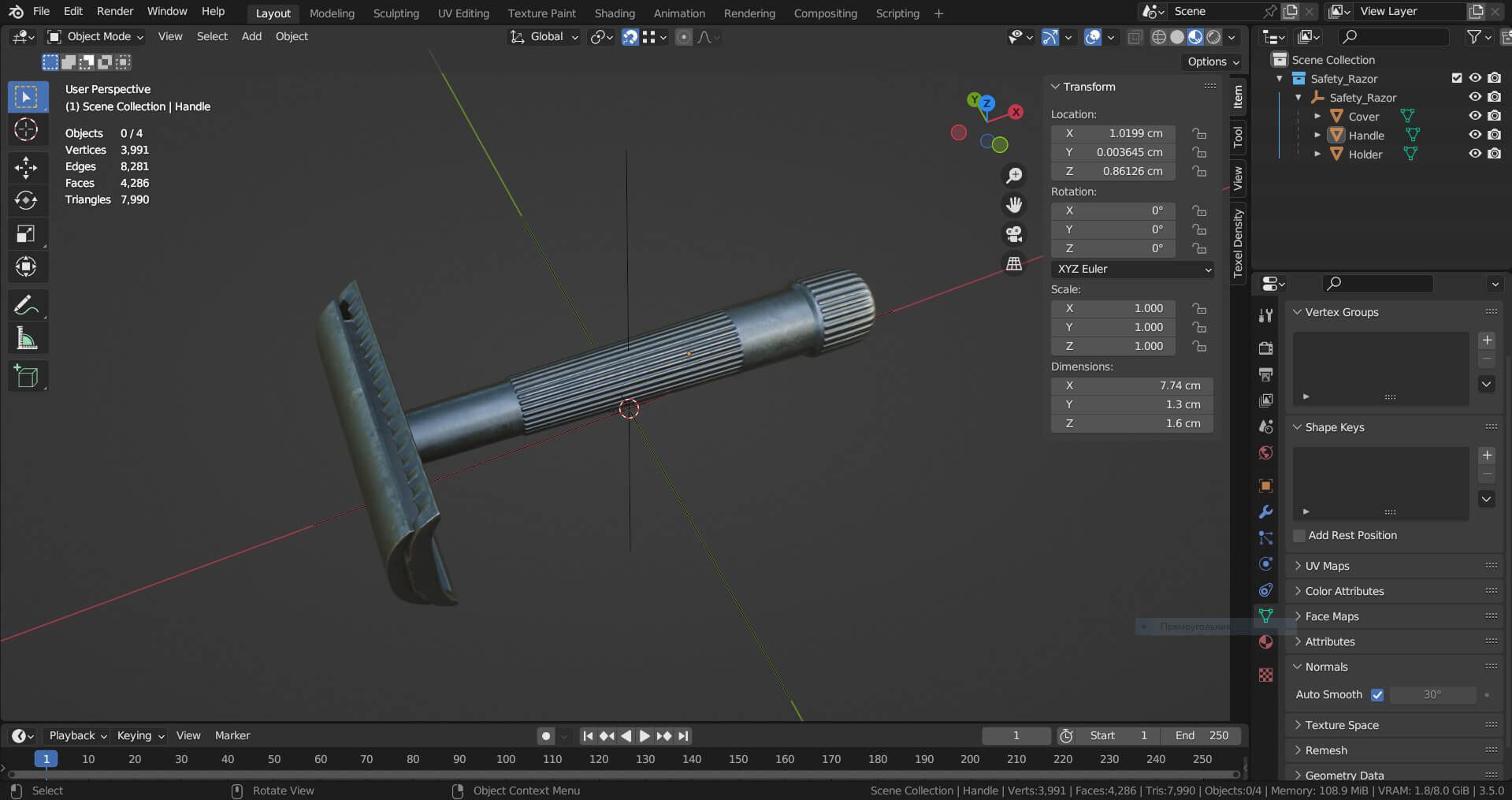 Safety Razor - 3D Model by Grishmanovskij Anton