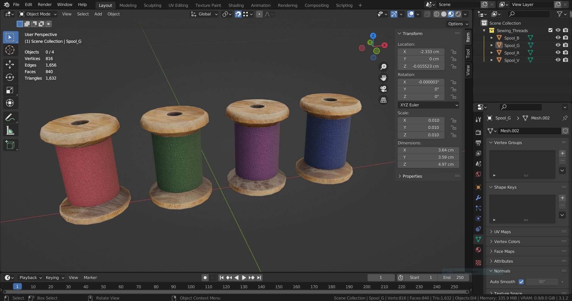 Sewing Threads - 3D Model by Grishmanovskij Anton
