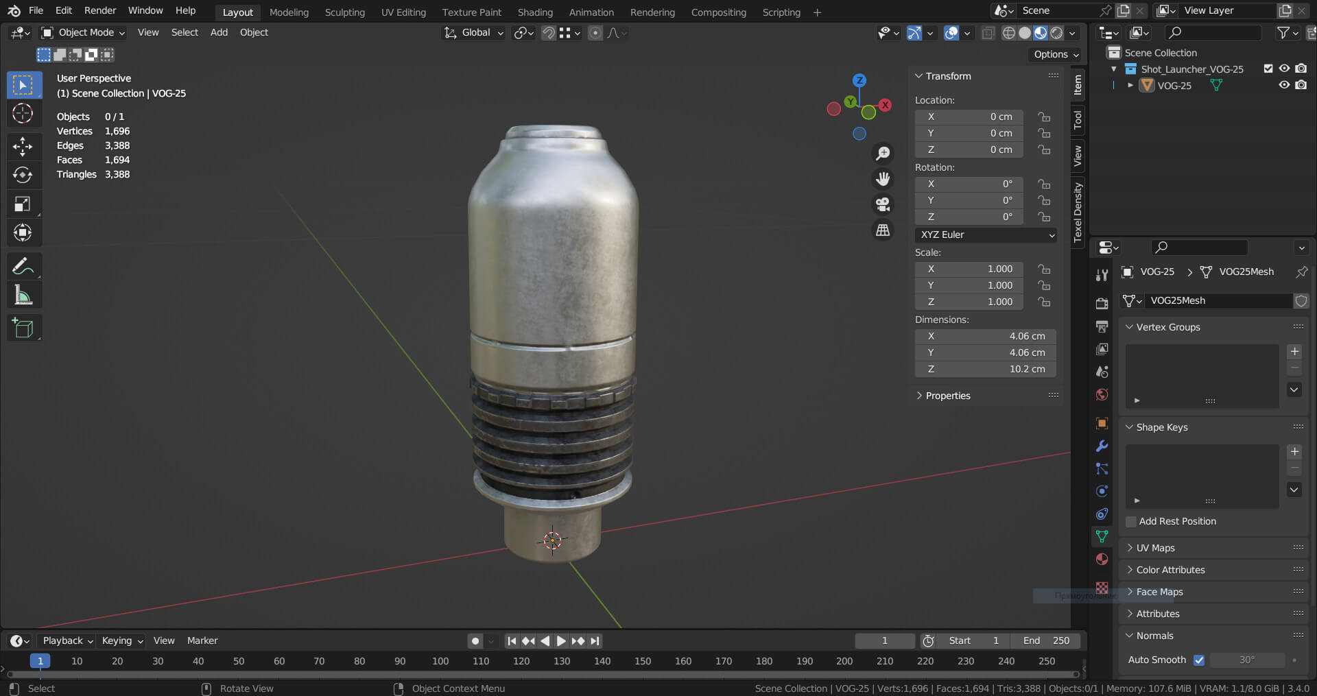 Shot Launcher VOG-25 3D Model by Grishmanovskij Anton