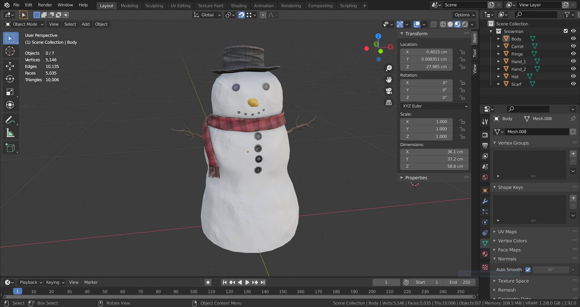 Snowman V2 - 3D Model by Grishmanovskij Anton