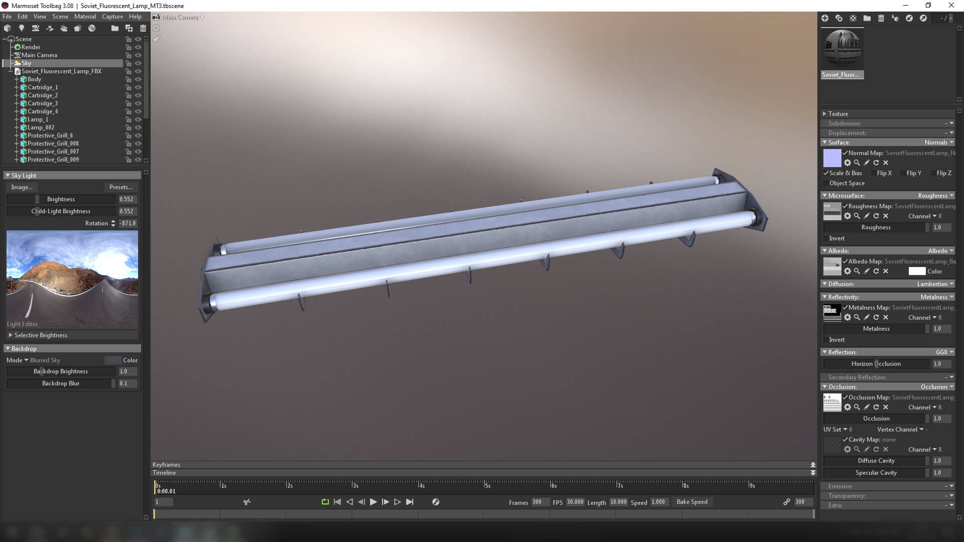 Soviet Fluorescent Lamp - 3D Model by Grishmanovskij Anton