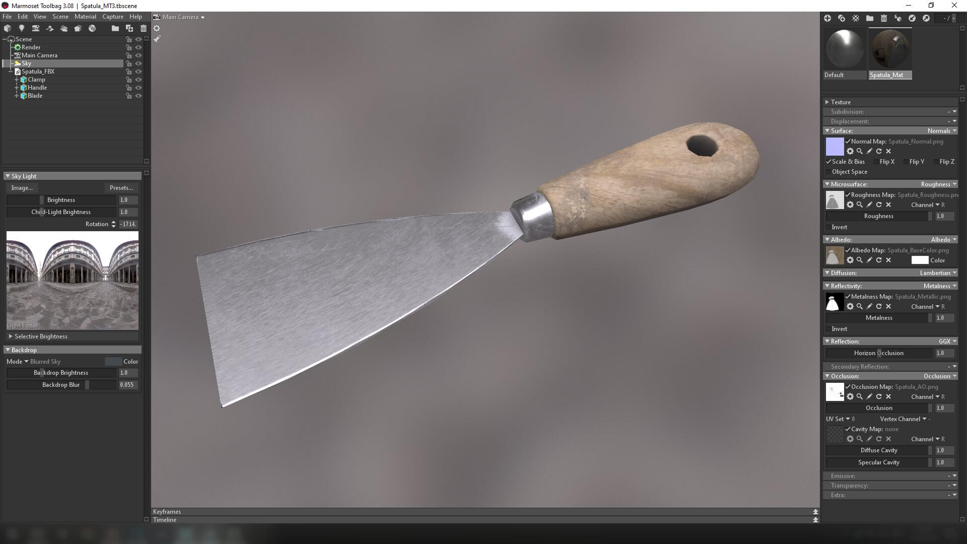 Spatula with Wooden Handle - 3D Model by Grishmanovskij Anton