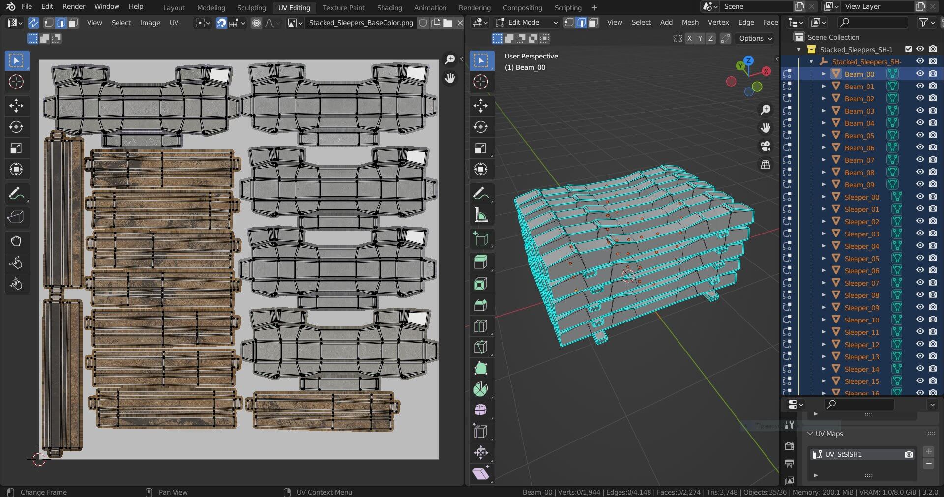 Stacked Sleepers SH-1 3D Model by Grishmanovskij Anton