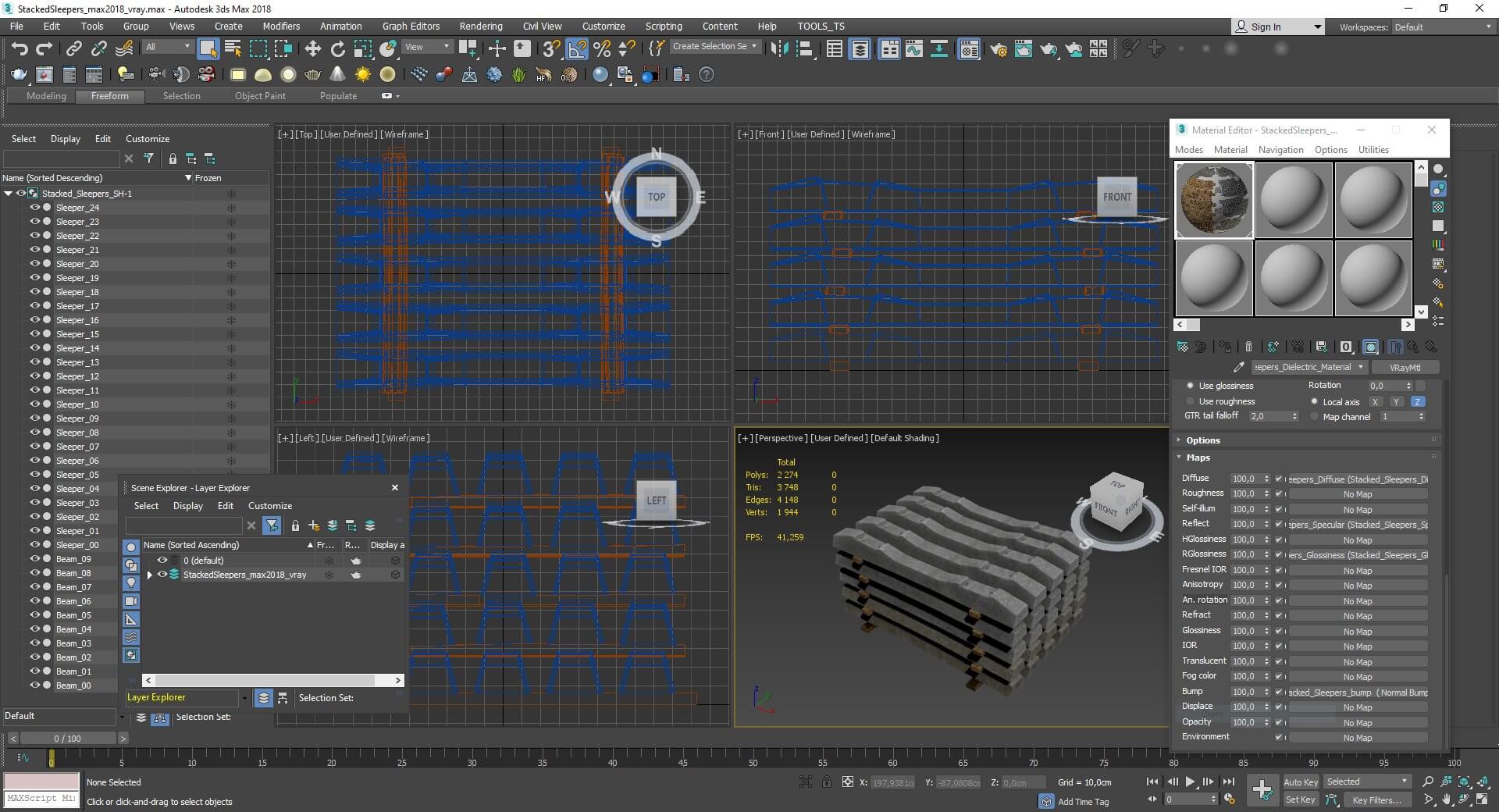 Stacked Sleepers SH-1 3D Model by Grishmanovskij Anton