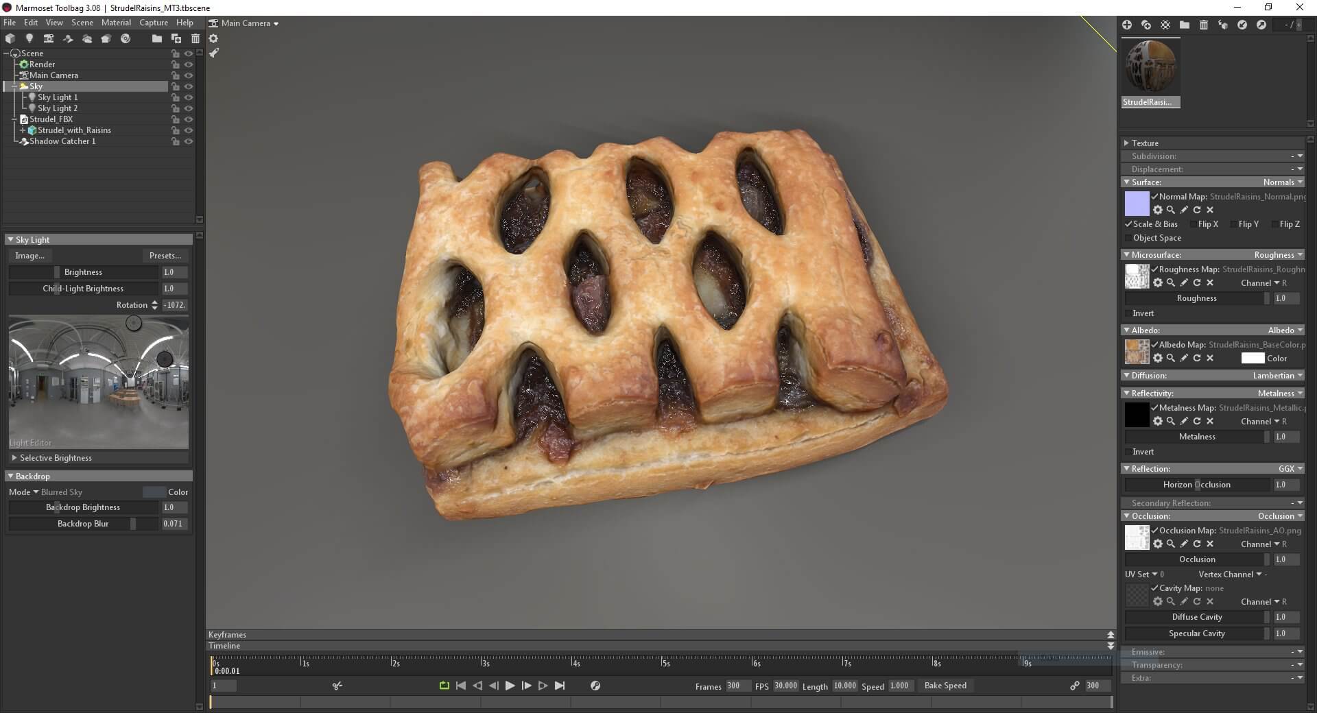 Strudel with Raisins - 3D Model by Grishmanovskij Anton