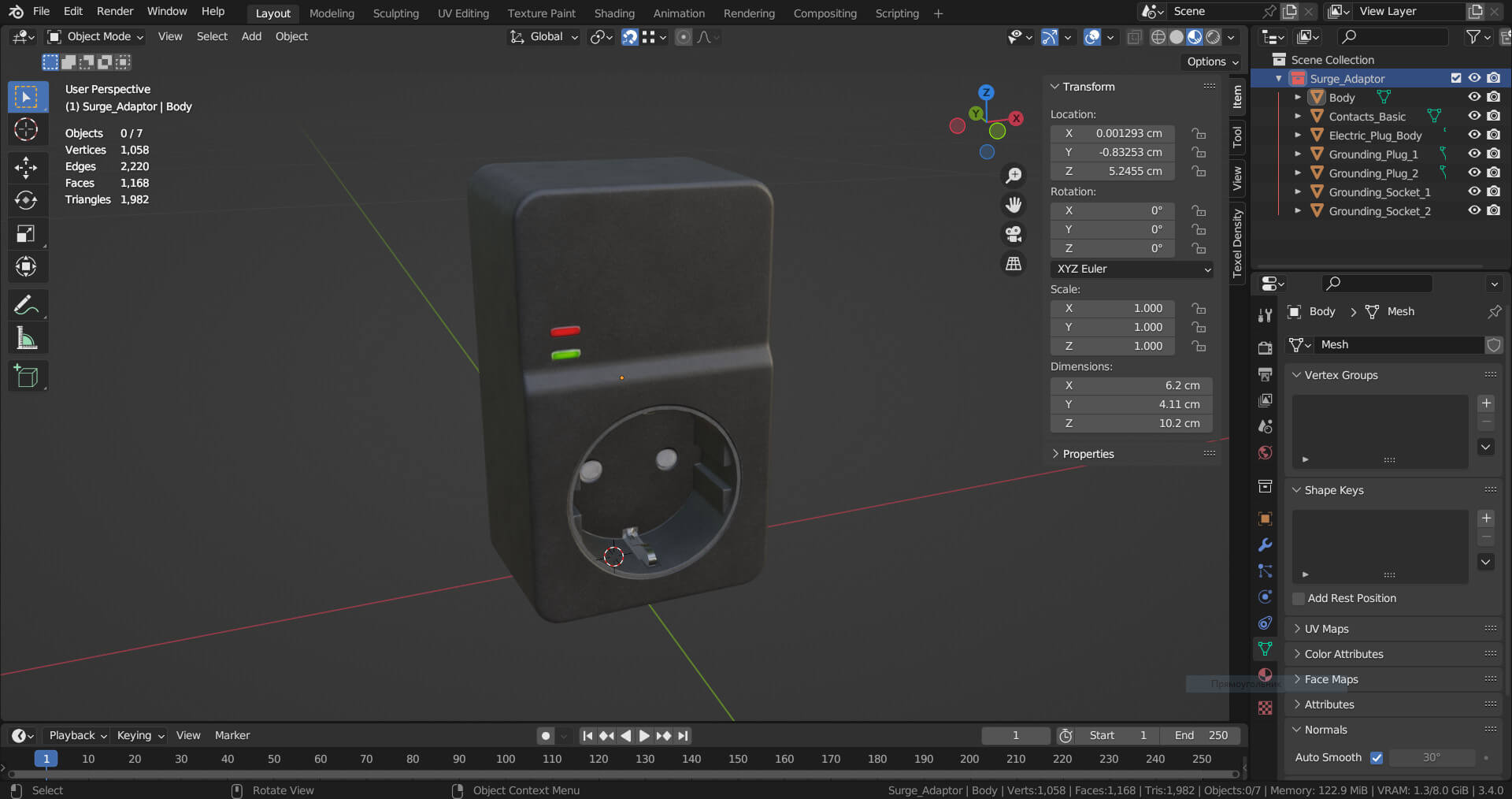 Surge Adaptor - 3D Model by Grishmanovskij Anton