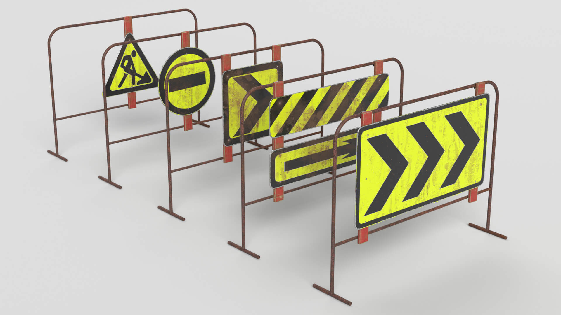 Temporary Traffic Signs - 3D Model by Grishmanovskij Anton