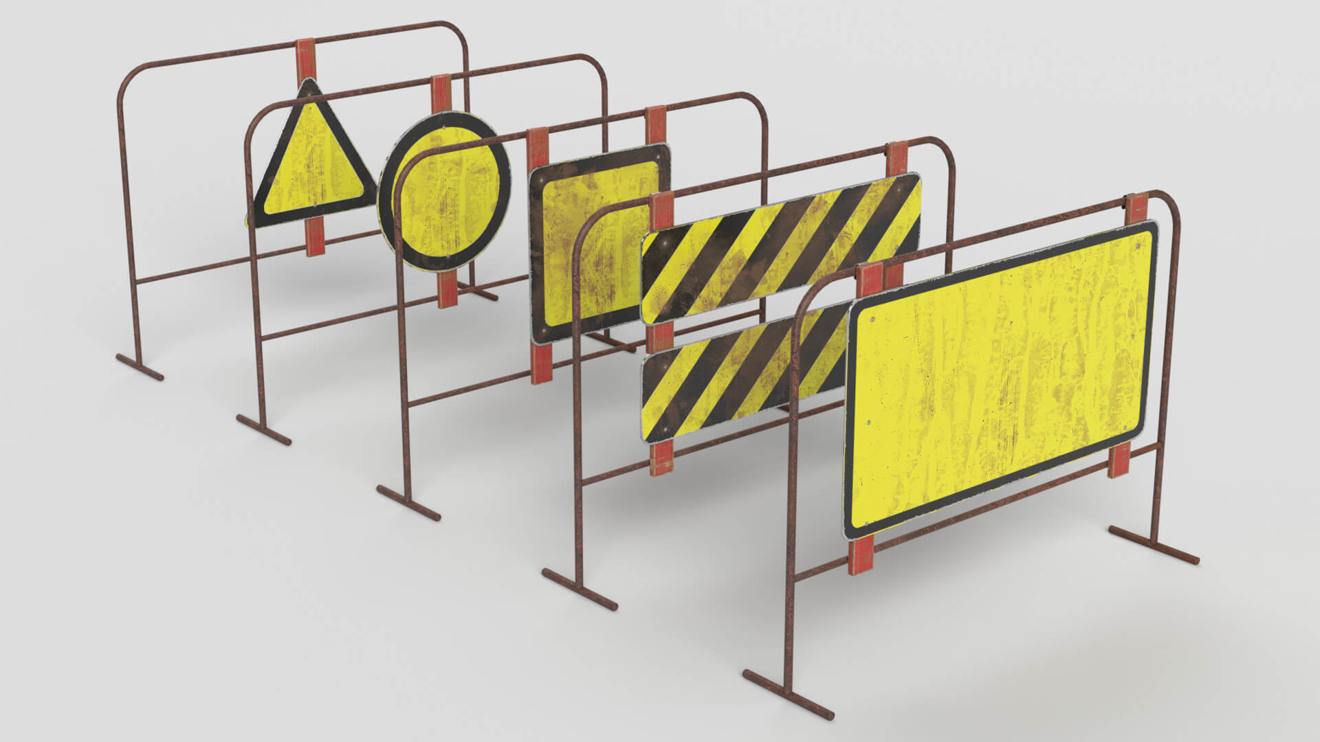 Temporary Traffic Signs - 3D Model by Grishmanovskij Anton