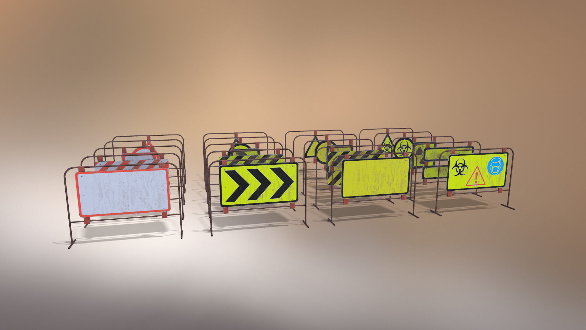 Temporary Traffic Signs - 3D Model by Grishmanovskij Anton
