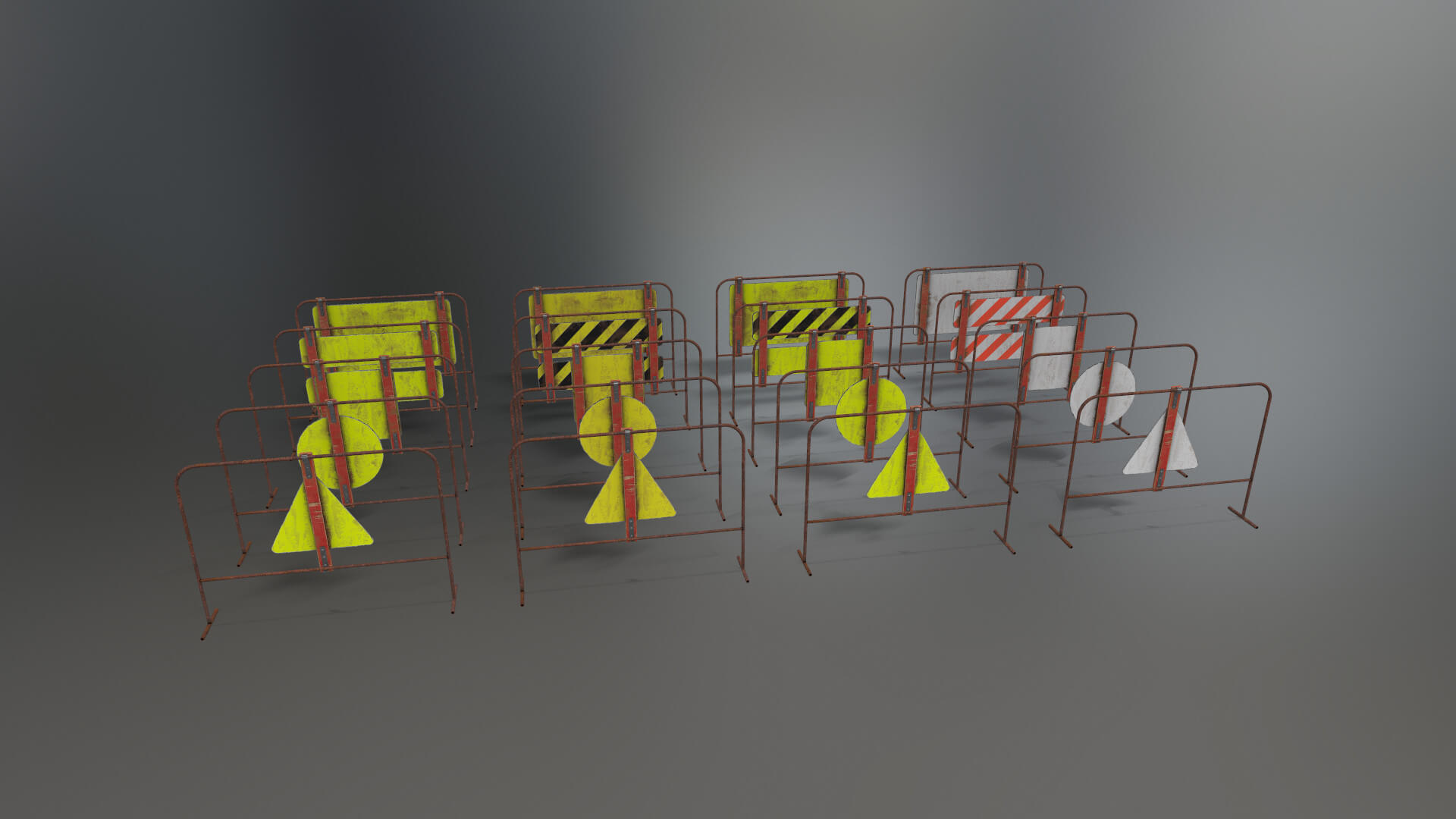 Temporary Traffic Signs - 3D Model by Grishmanovskij Anton