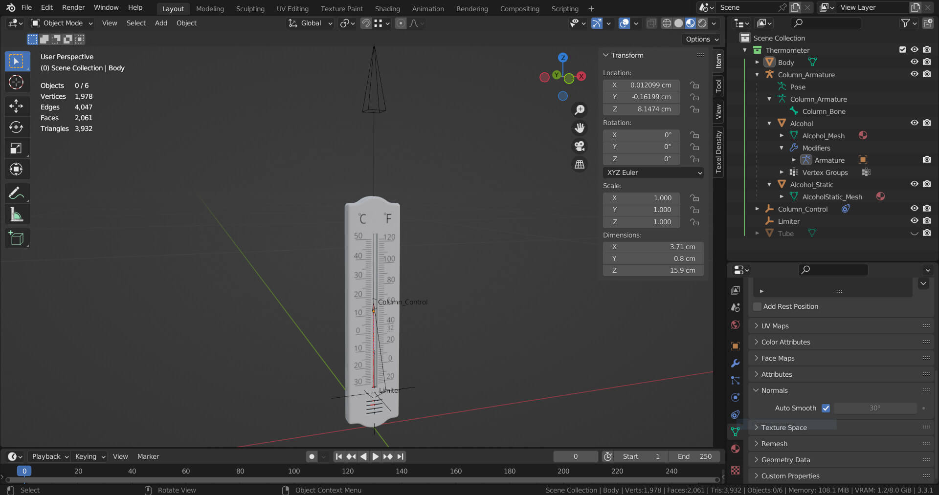 Thermometer - 3D Model by Grishmanovskij Anton