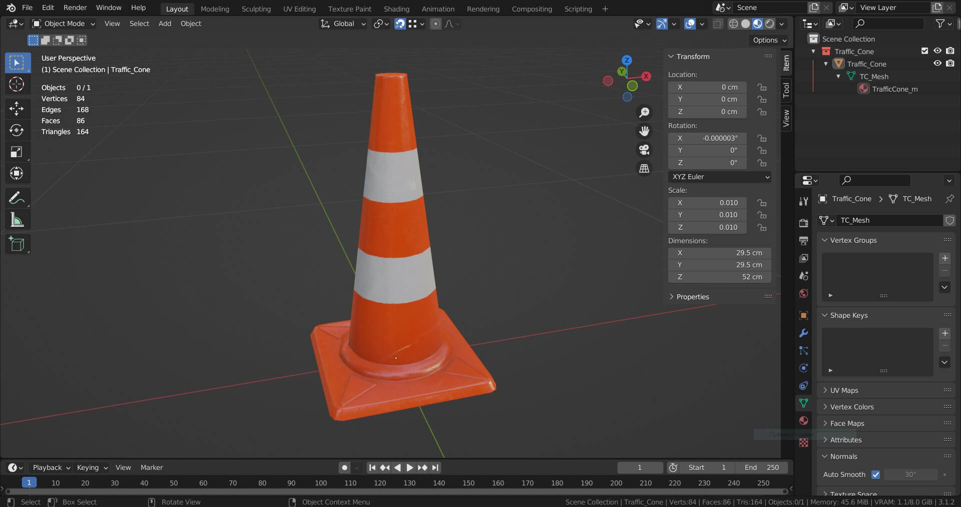 Traffic Cone - 3D Model by Grishmanovskij Anton