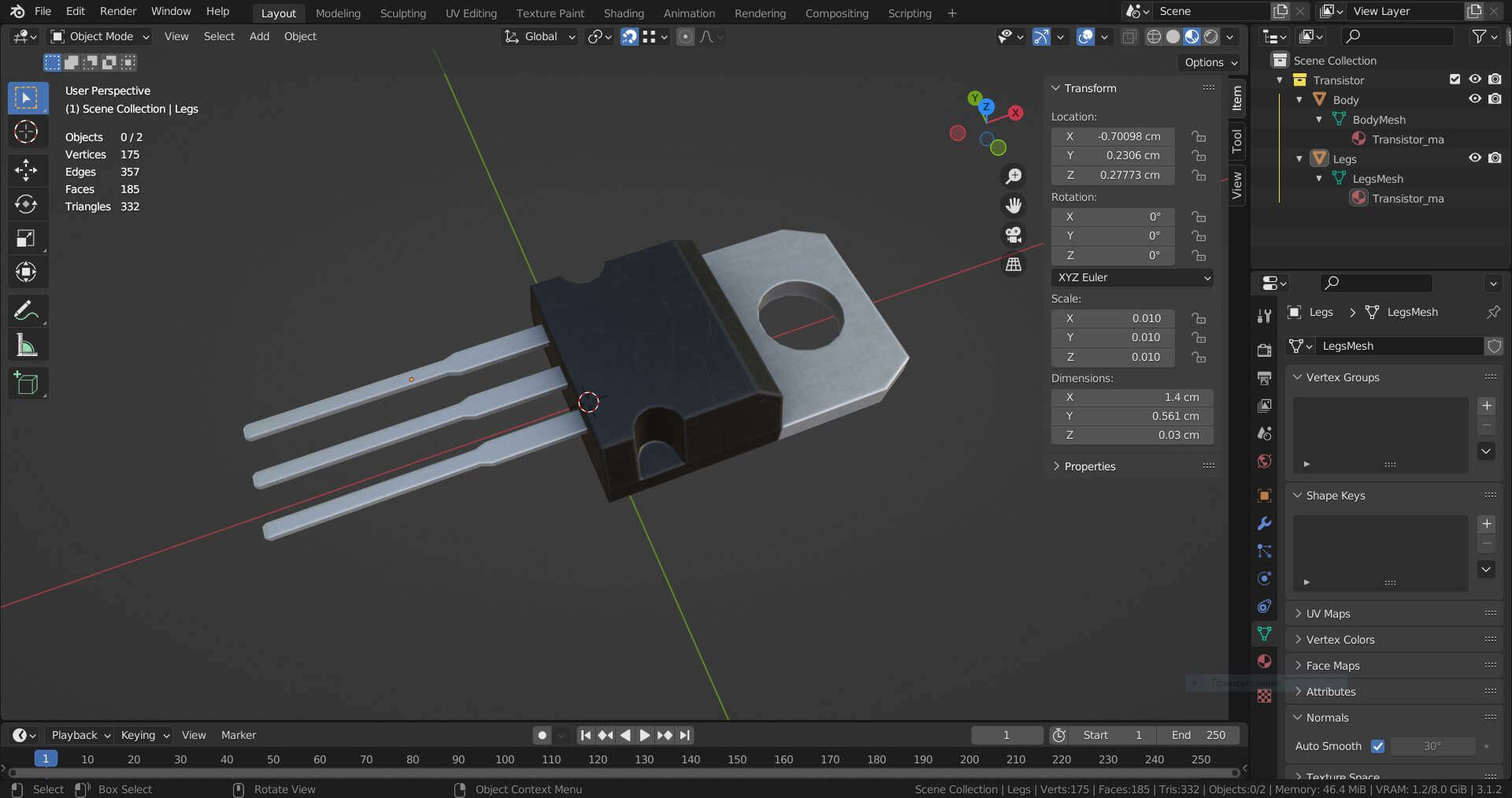 Transistor - 3D Model by Grishmanovskij Anton