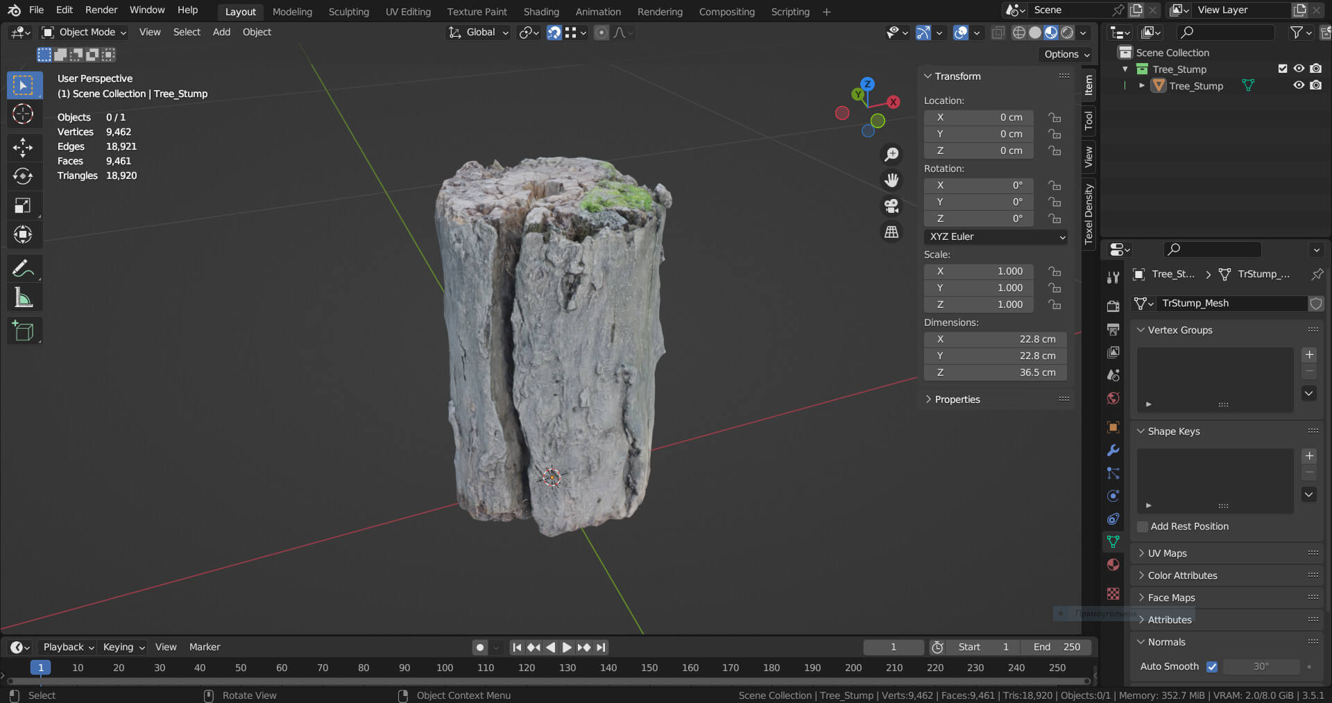 Tree Stump V2 - 3D Model by Grishmanovskij Anton