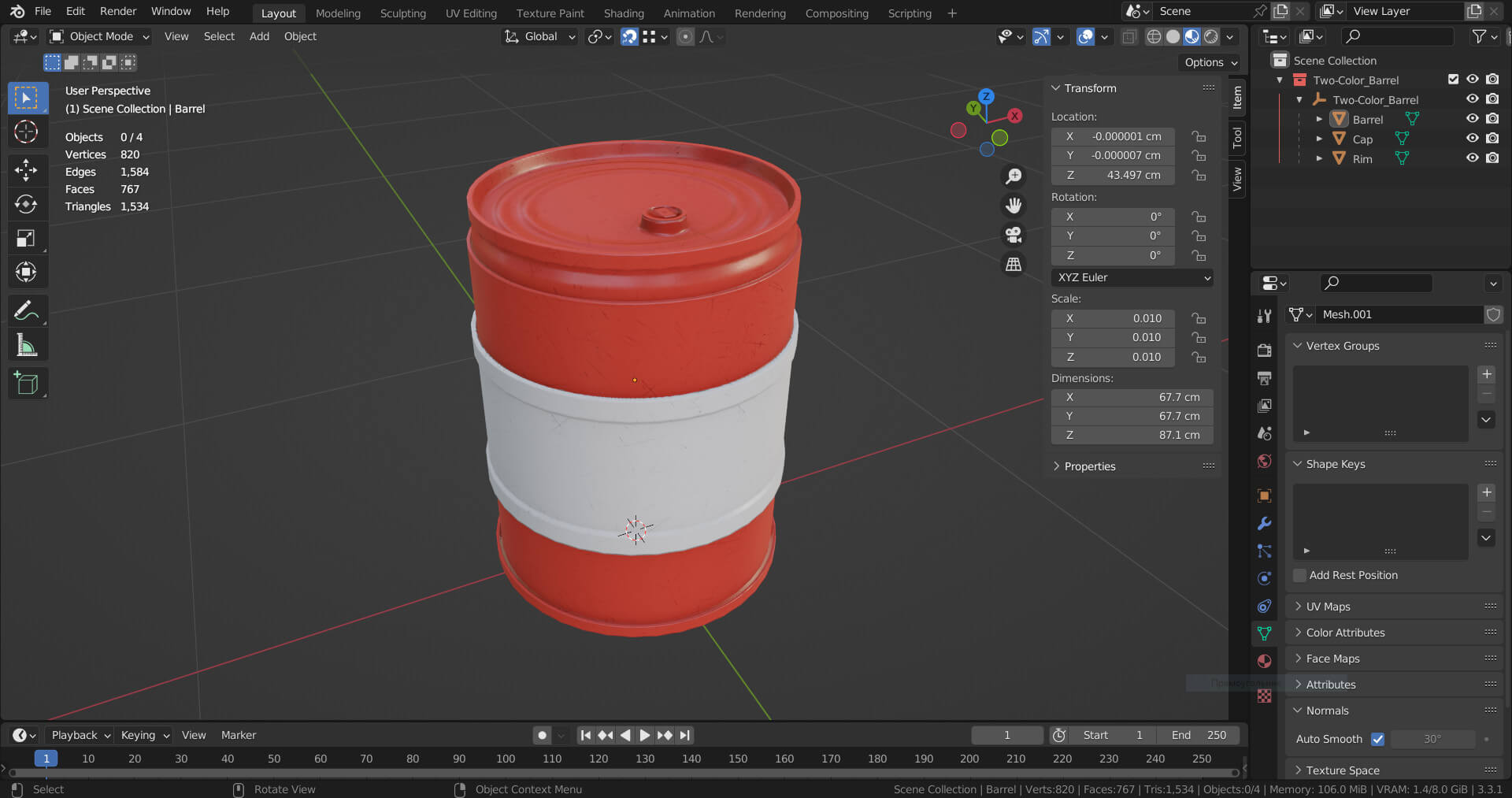Two Color Barrel - 3D Model by Grishmanovskij Anton