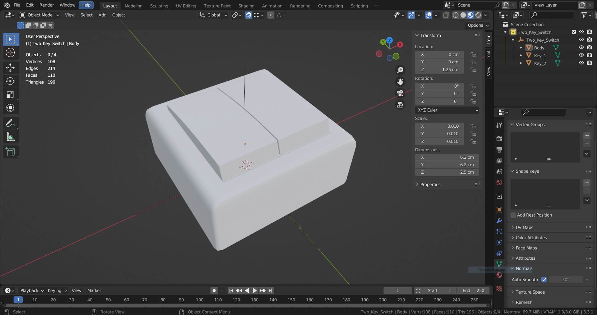Two Key Switch - 3D Model by Grishmanovskij Anton