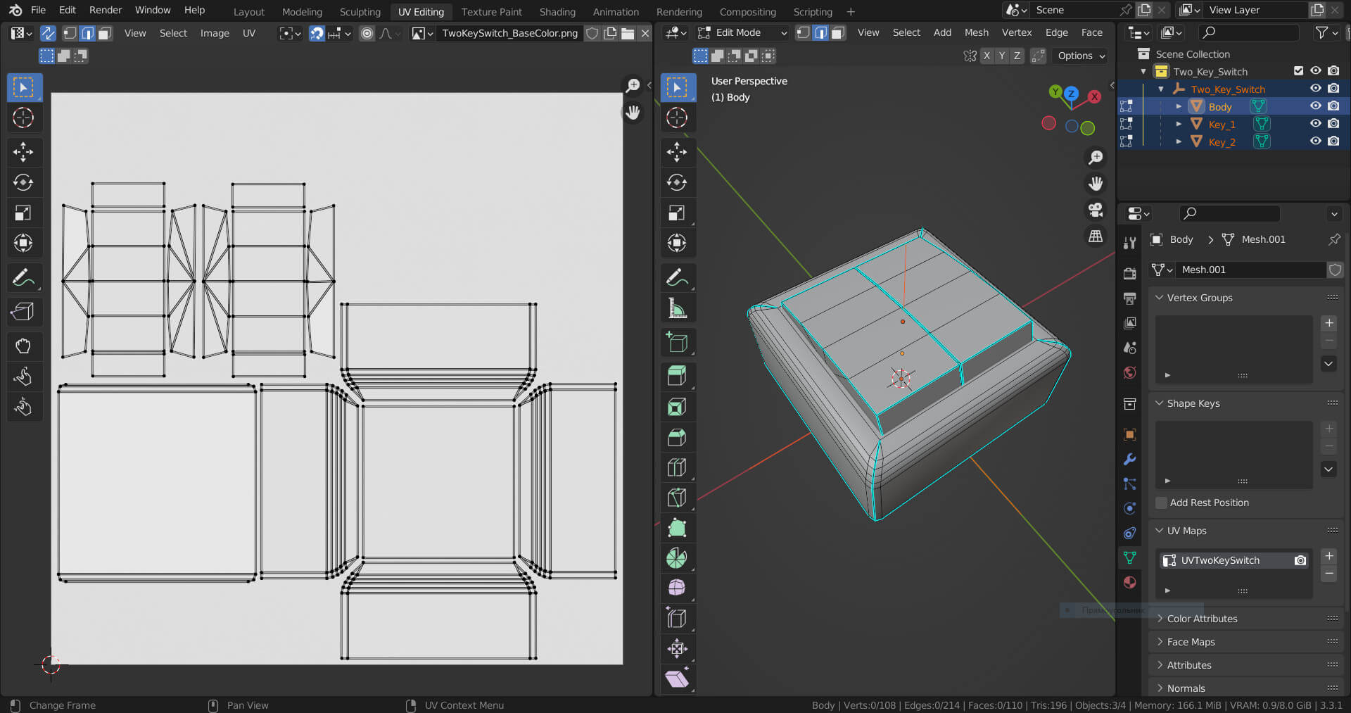 Two Key Switch - 3D Model by Grishmanovskij Anton
