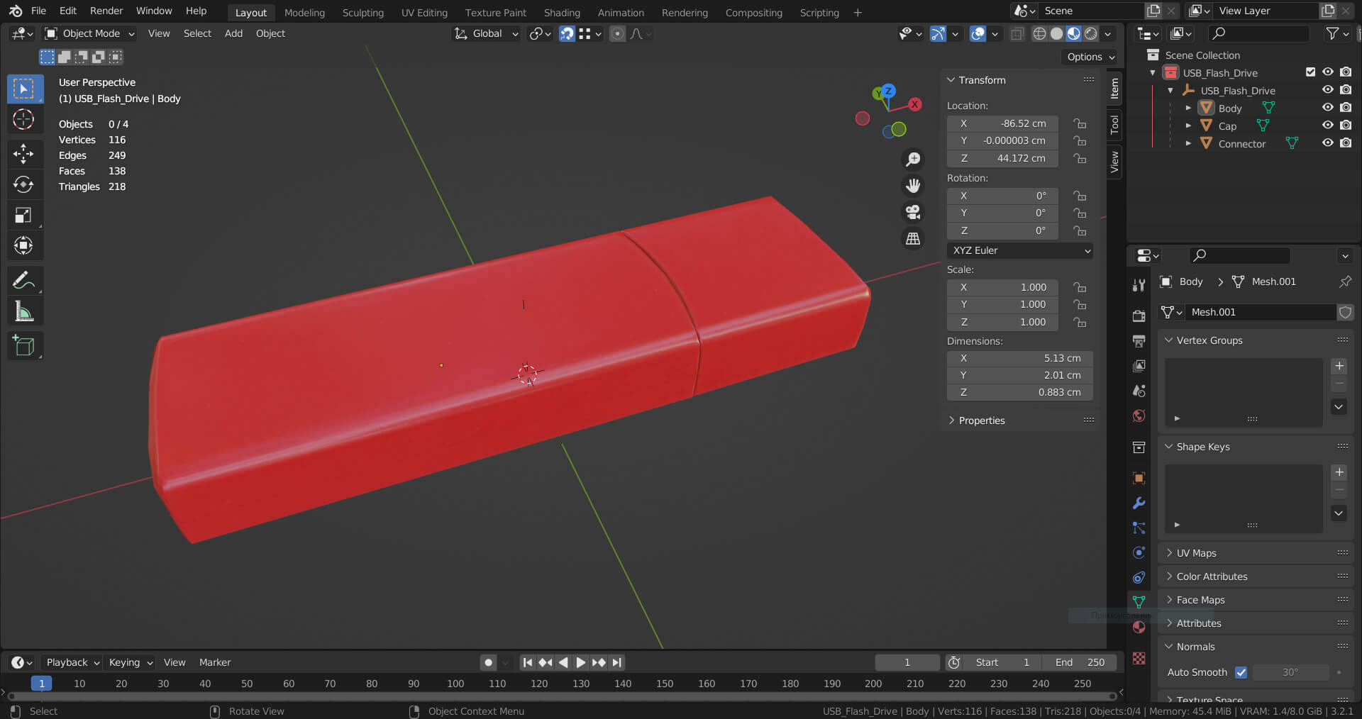 USB Flash Drive - 3D Model by Grishmanovskij Anton