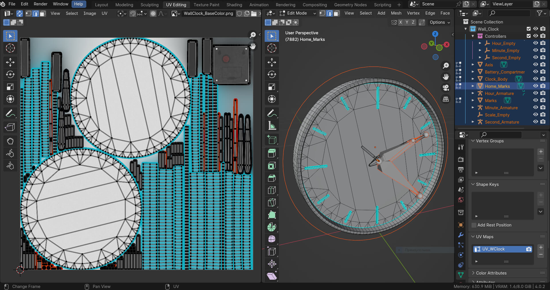 Blue Wall Clock - 3D Model by Grishmanovskij Anton