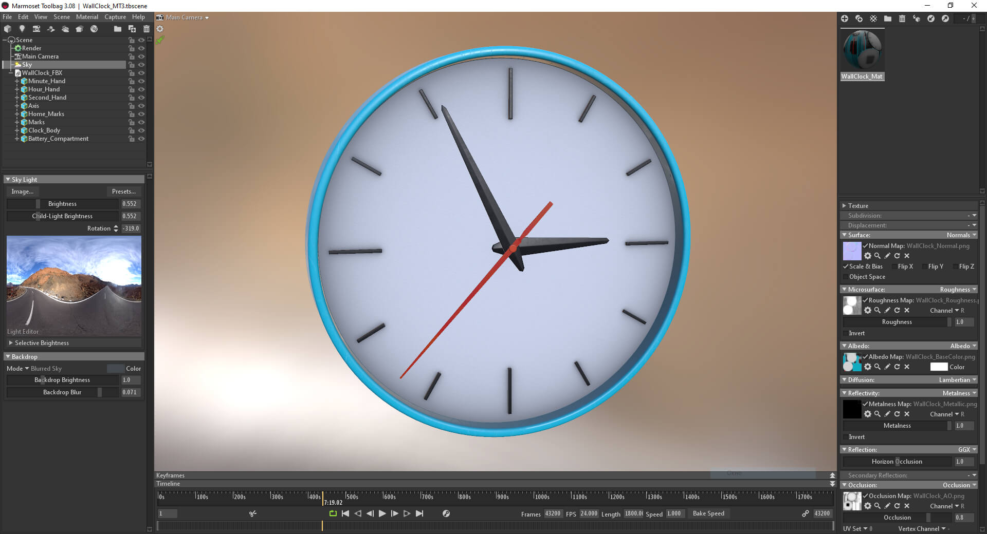 Blue Wall Clock - 3D Model by Grishmanovskij Anton