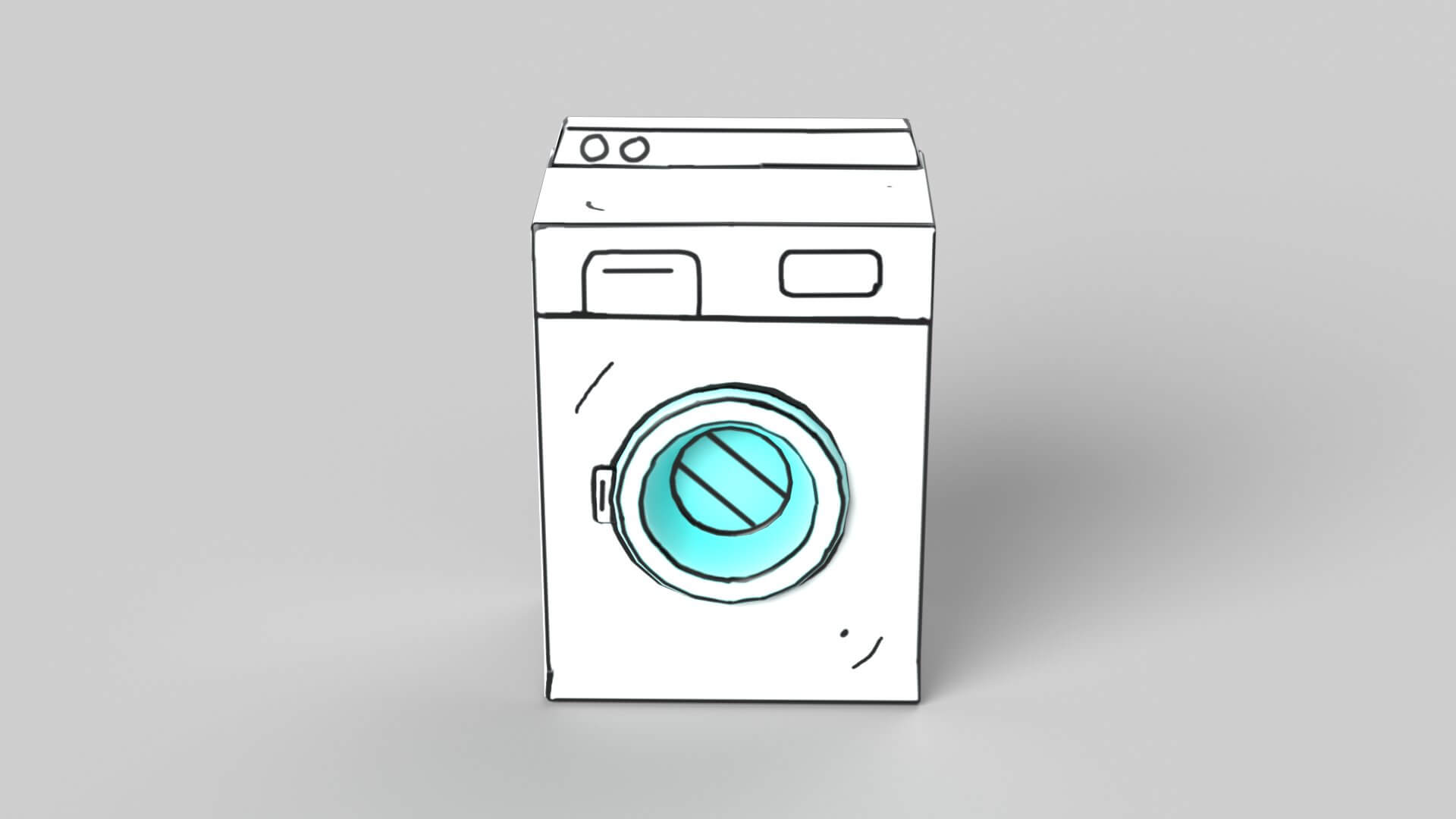 Washing Machine Cartoon - 3D Model by Grishmanovskij Anton