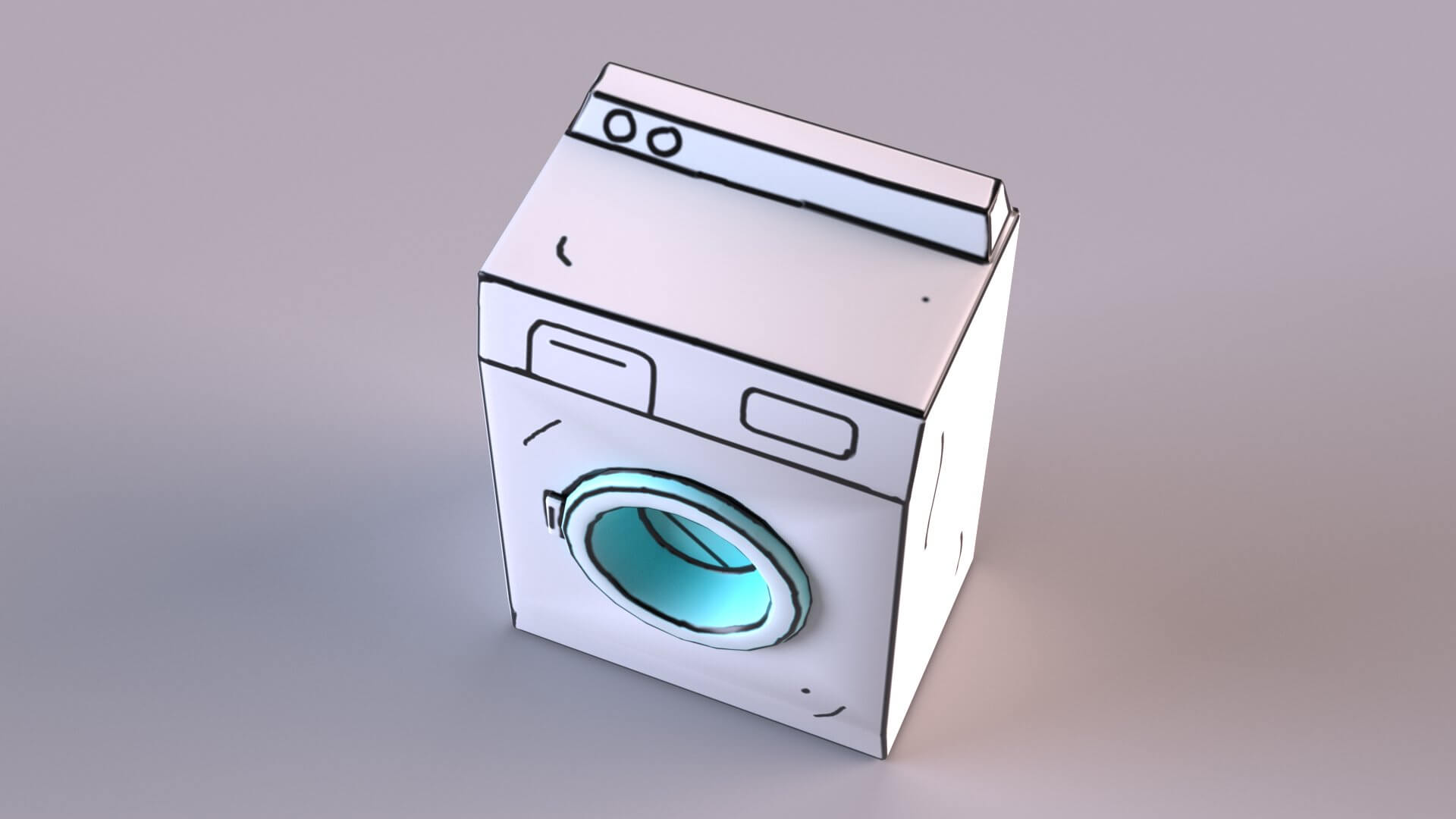 Washing Machine Cartoon - 3D Model by Grishmanovskij Anton