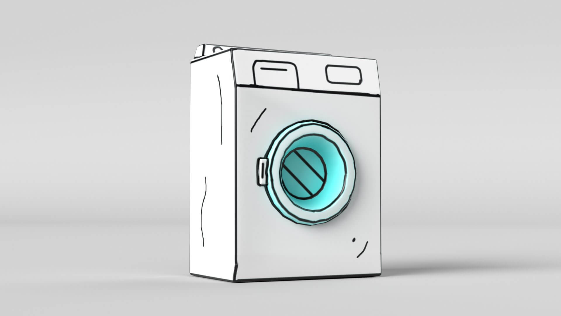 Washing Machine Cartoon - 3D Model by Grishmanovskij Anton
