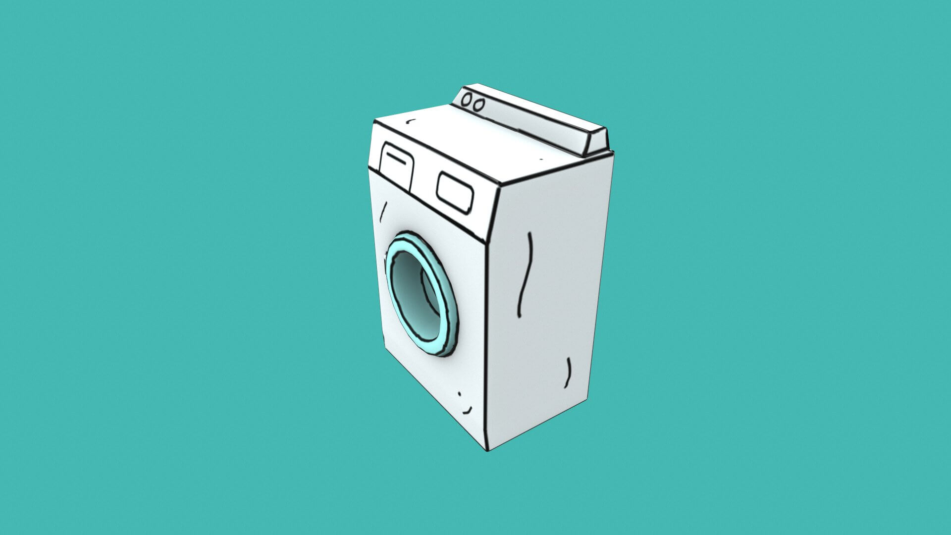 Washing Machine Cartoon - 3D Model by Grishmanovskij Anton