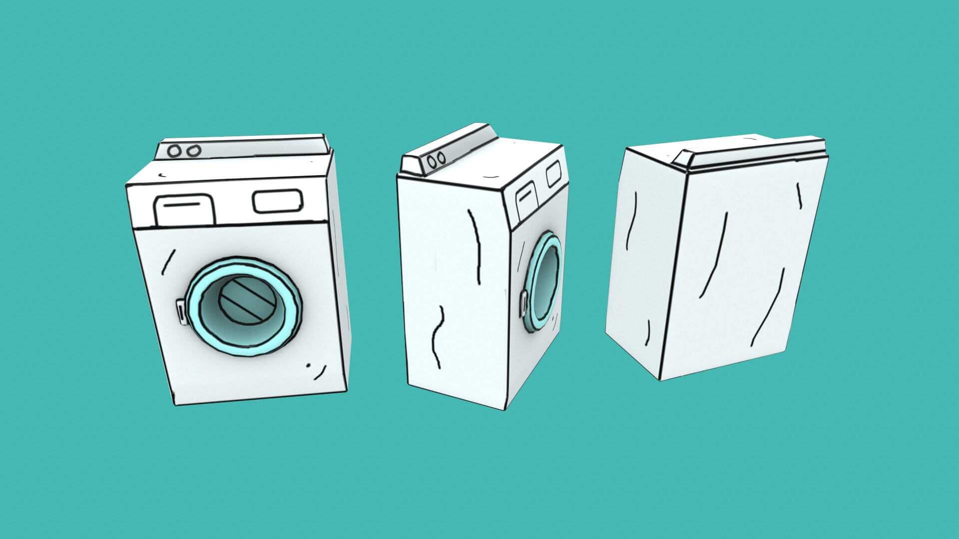 Washing Machine Cartoon - 3D Model by Grishmanovskij Anton