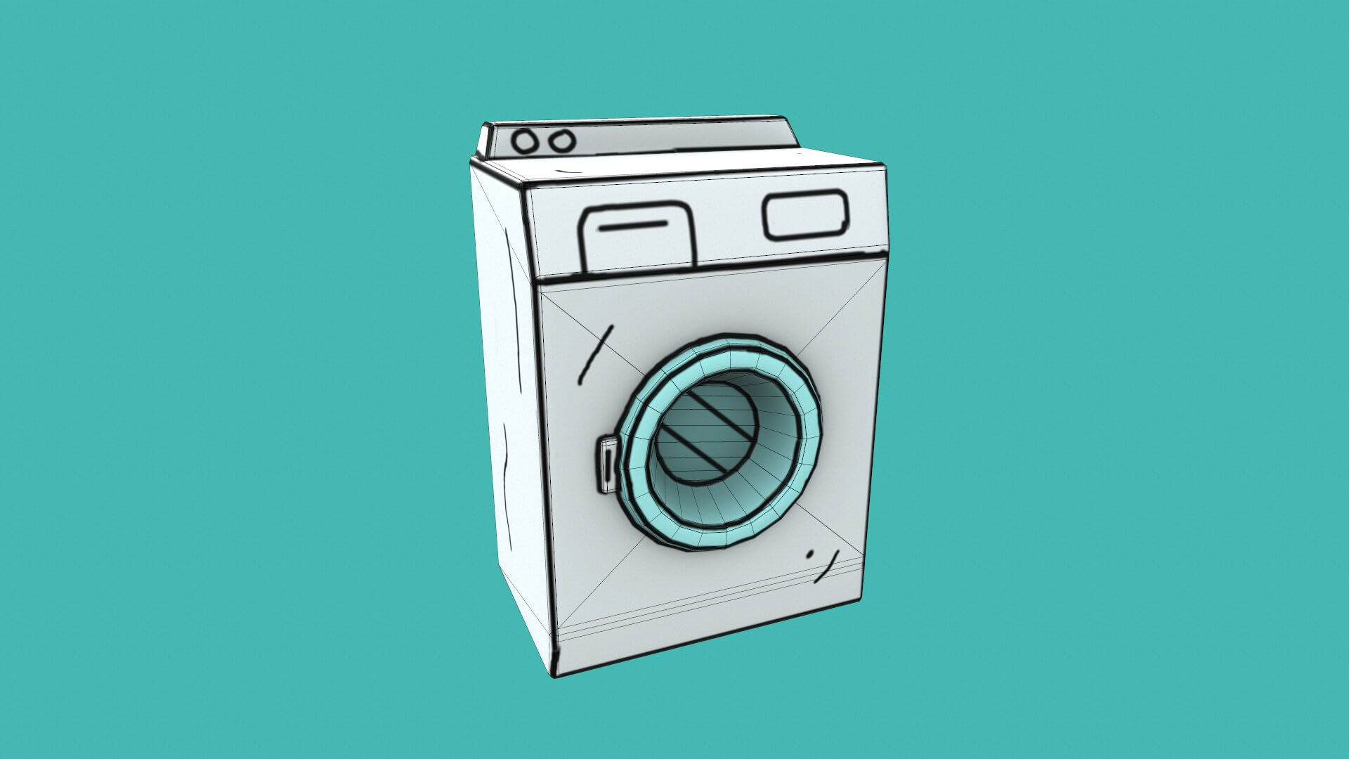 Washing Machine Cartoon - 3D Model by Grishmanovskij Anton