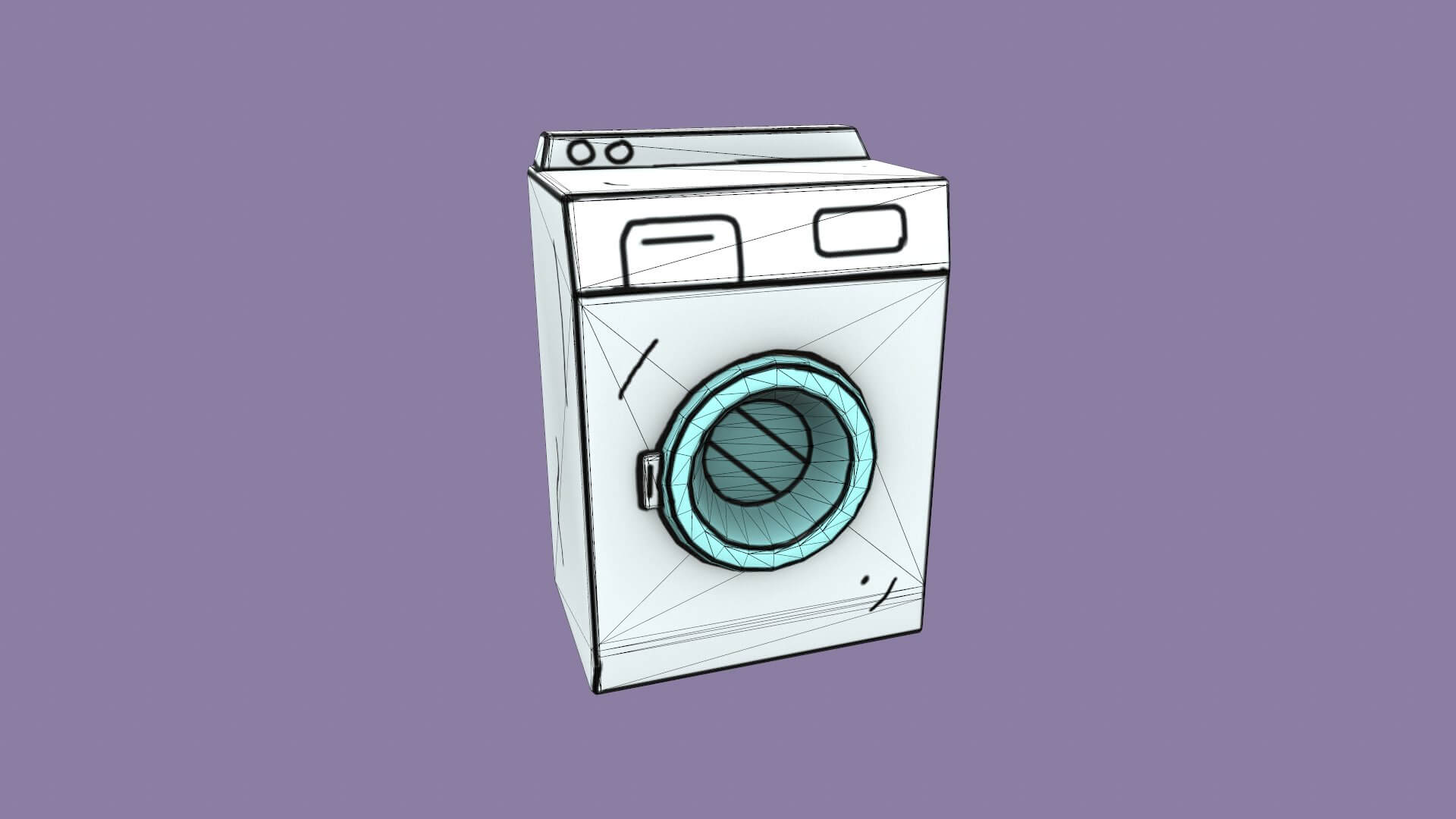 Washing Machine Cartoon - 3D Model by Grishmanovskij Anton