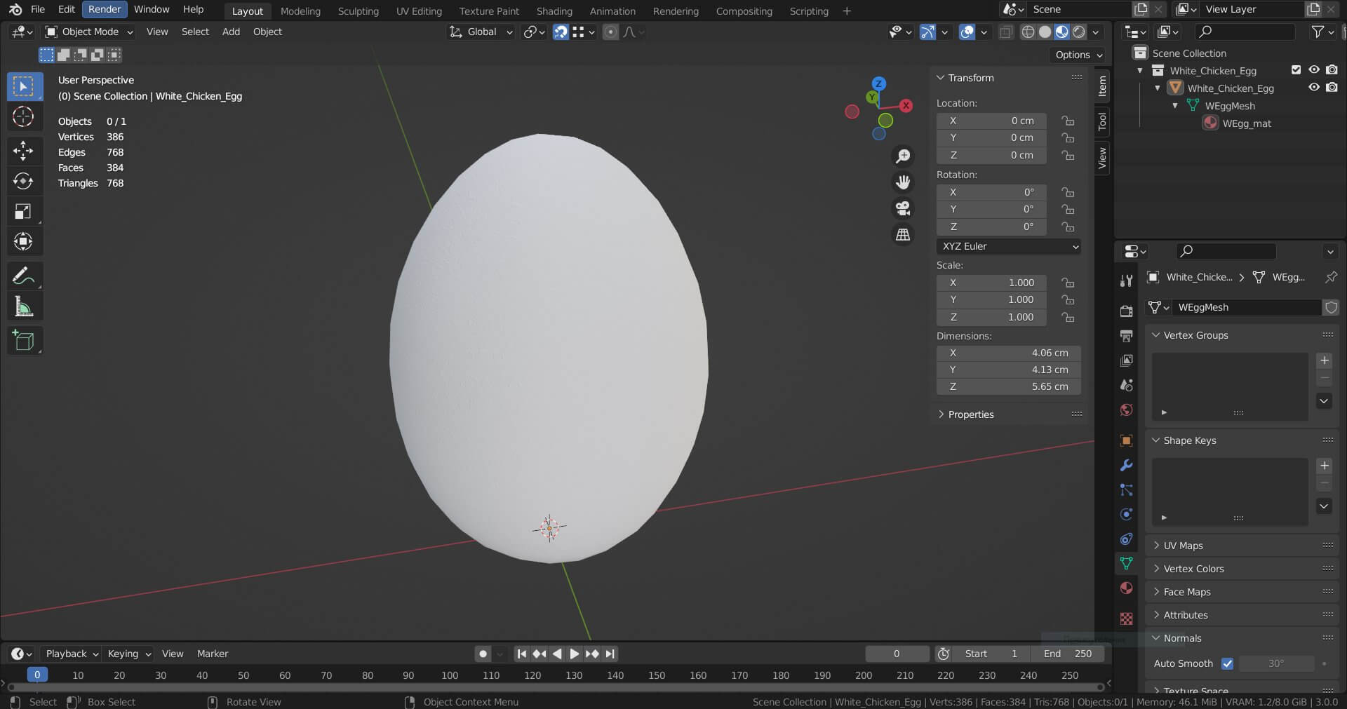 White Chicken Egg - 3D Model by Grishmanovskij Anton