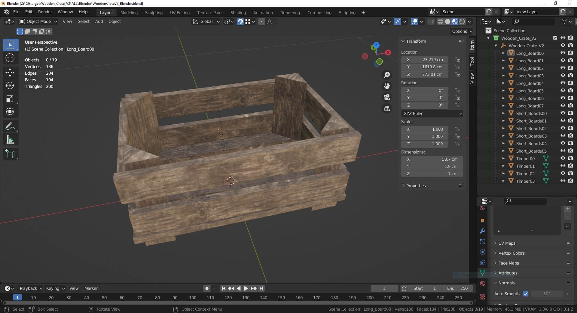 Wooden Crate V2 - 3D Model by Grishmanovskij Anton