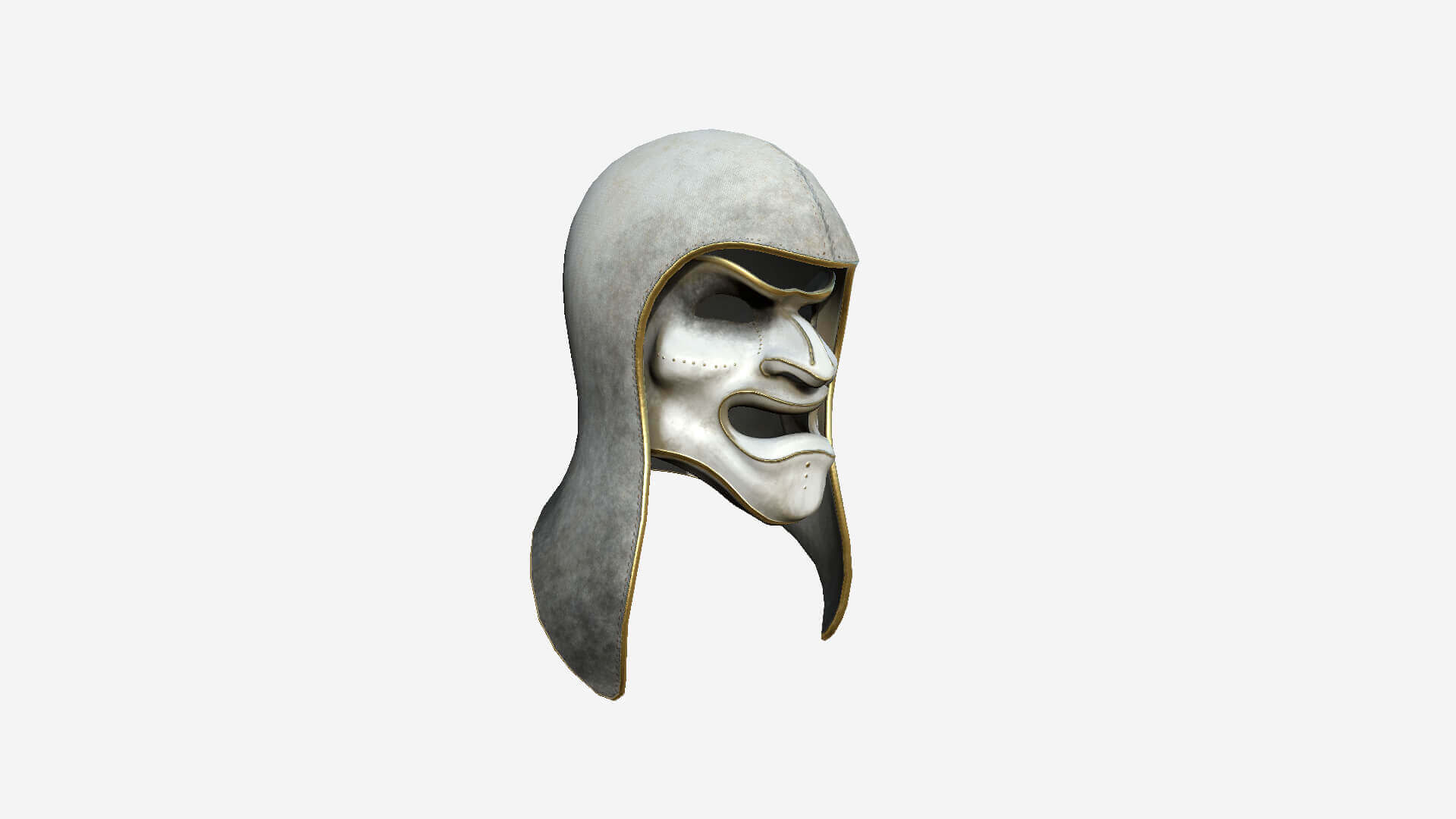 Assassin Mask 01 - White and Gold 3D Model by gsommer