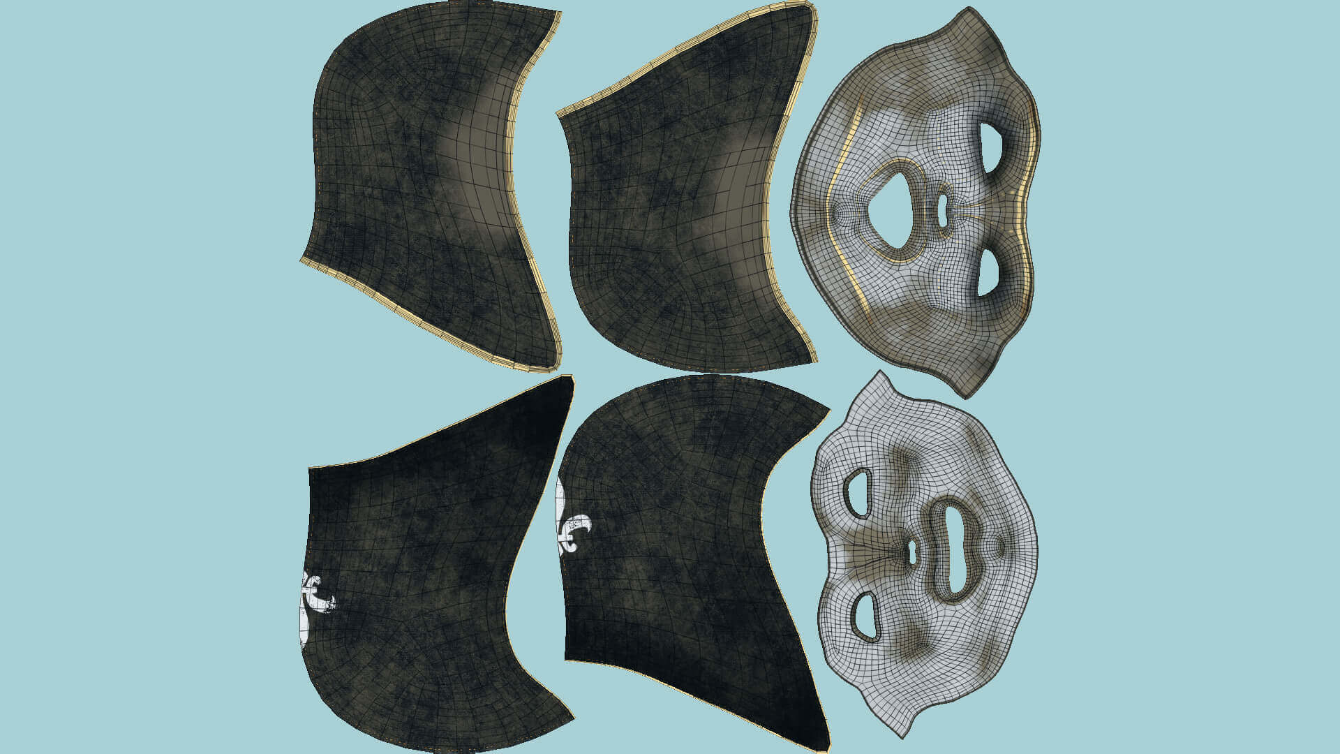 Assassin Mask 02 - Black, White and Gold 3D Model by gsommer