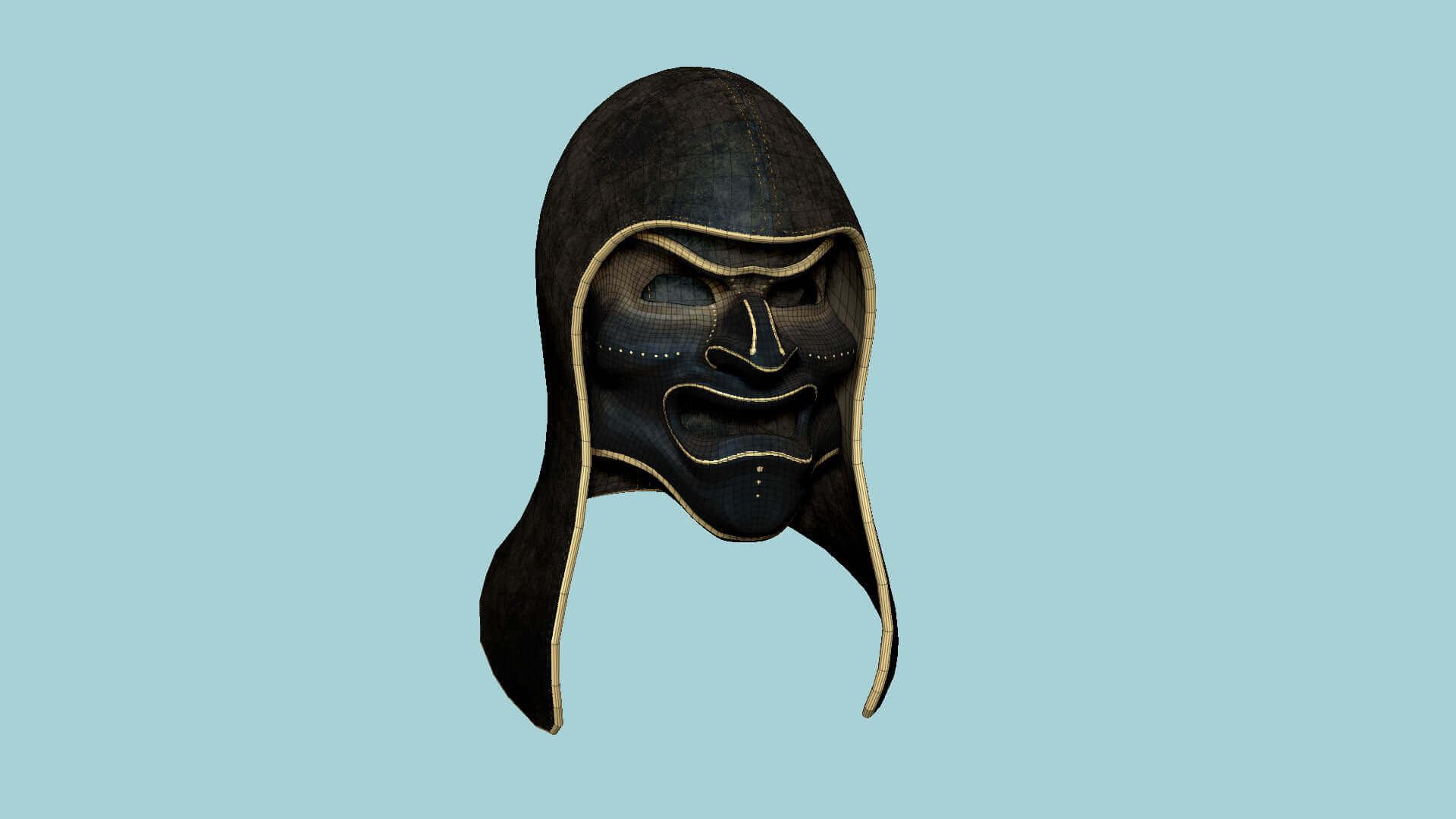 Assassin Mask 03 - Black and Gold - 3D Model by gsommer
