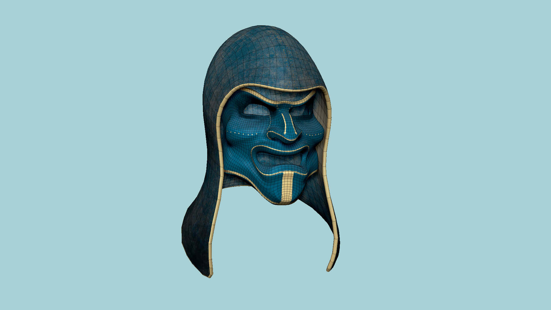 Assassin Mask 08 - Blue and Gold 3D Model by gsommer