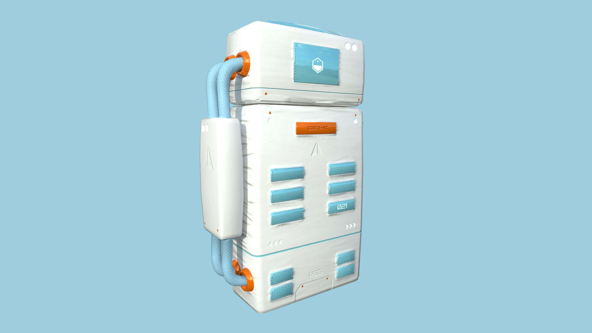 Astronaut Backpack 04 - White and Blue 3D Model by gsommer