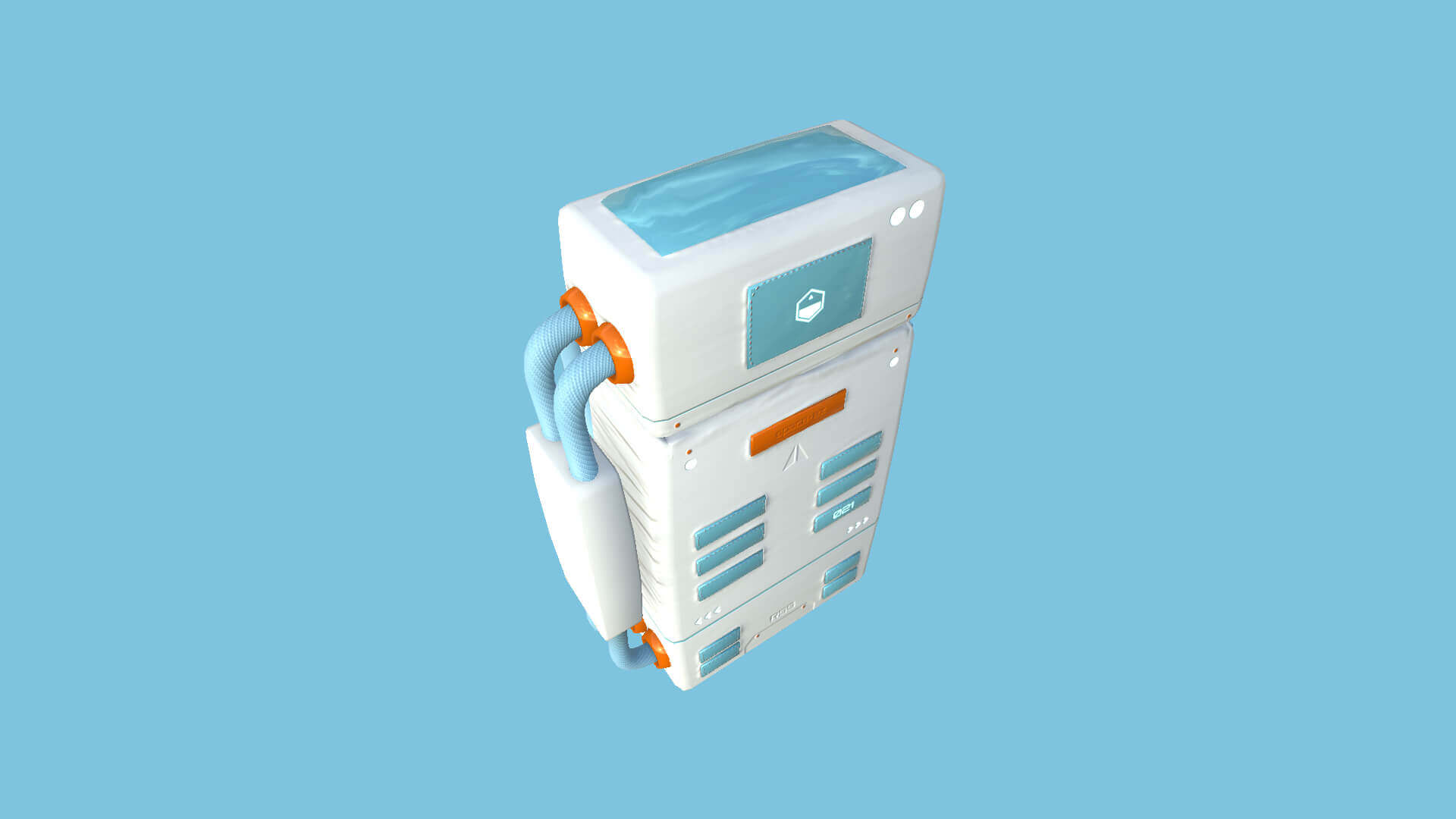 Astronaut Backpack 04 - White and Blue 3D Model by gsommer