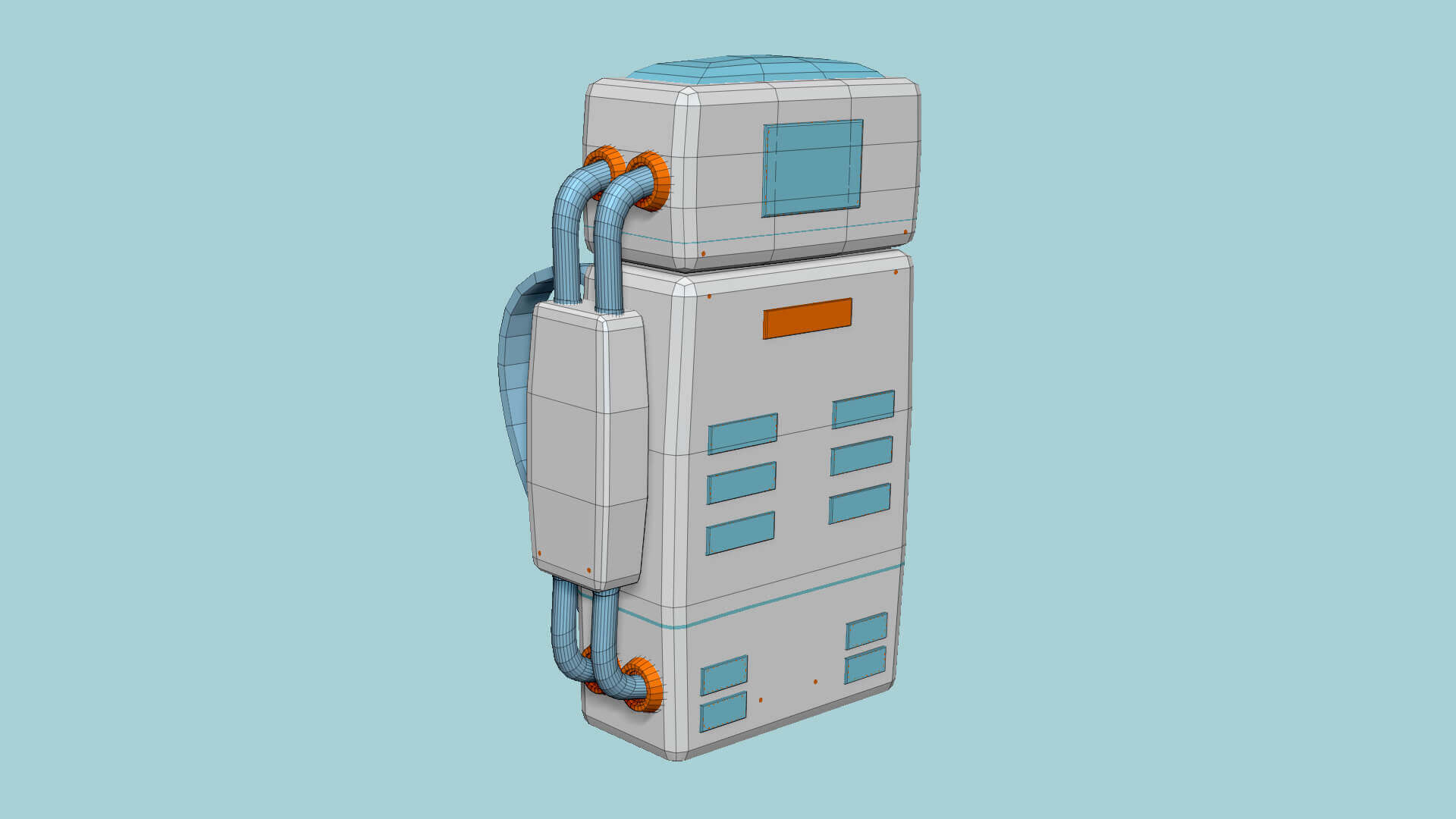 Astronaut Backpack 04 - White and Blue 3D Model by gsommer
