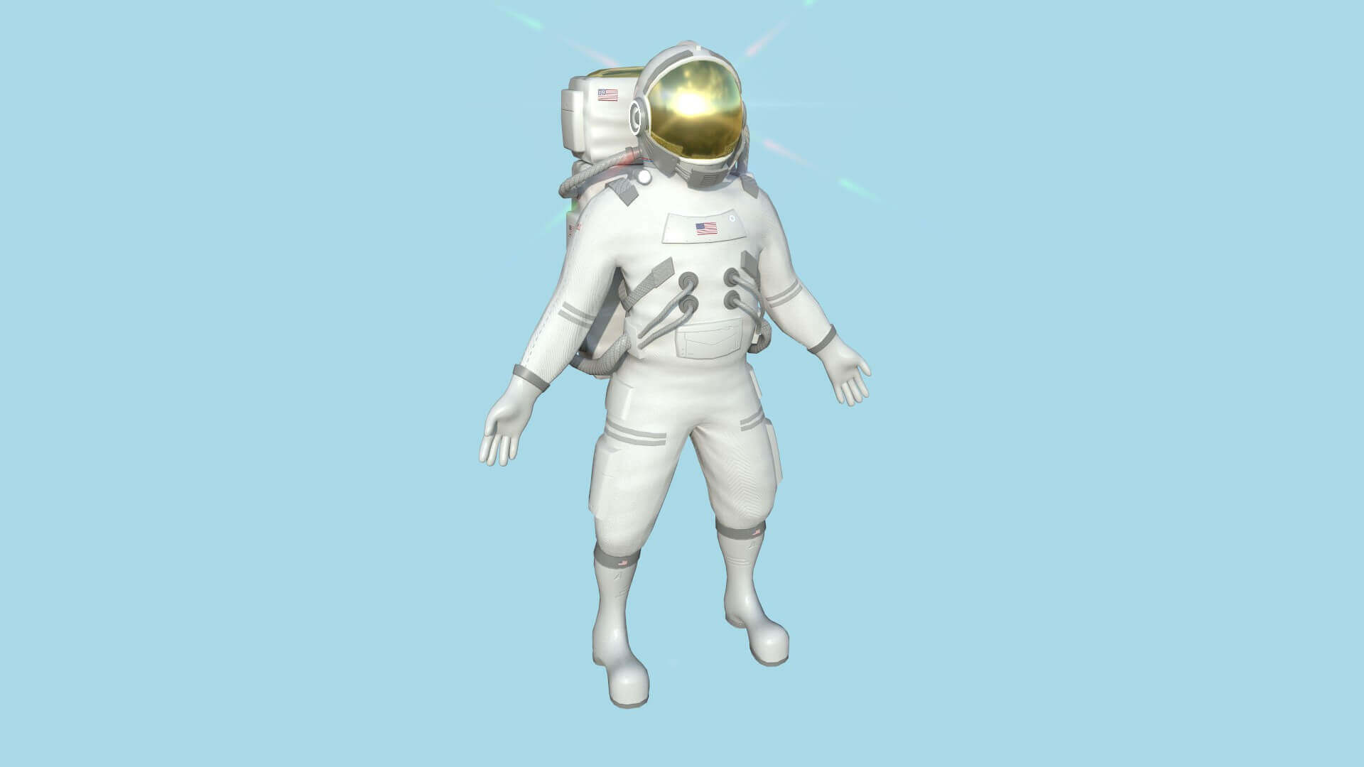 Astronaut Outfit 01 - White USA 3D Model by gsommer