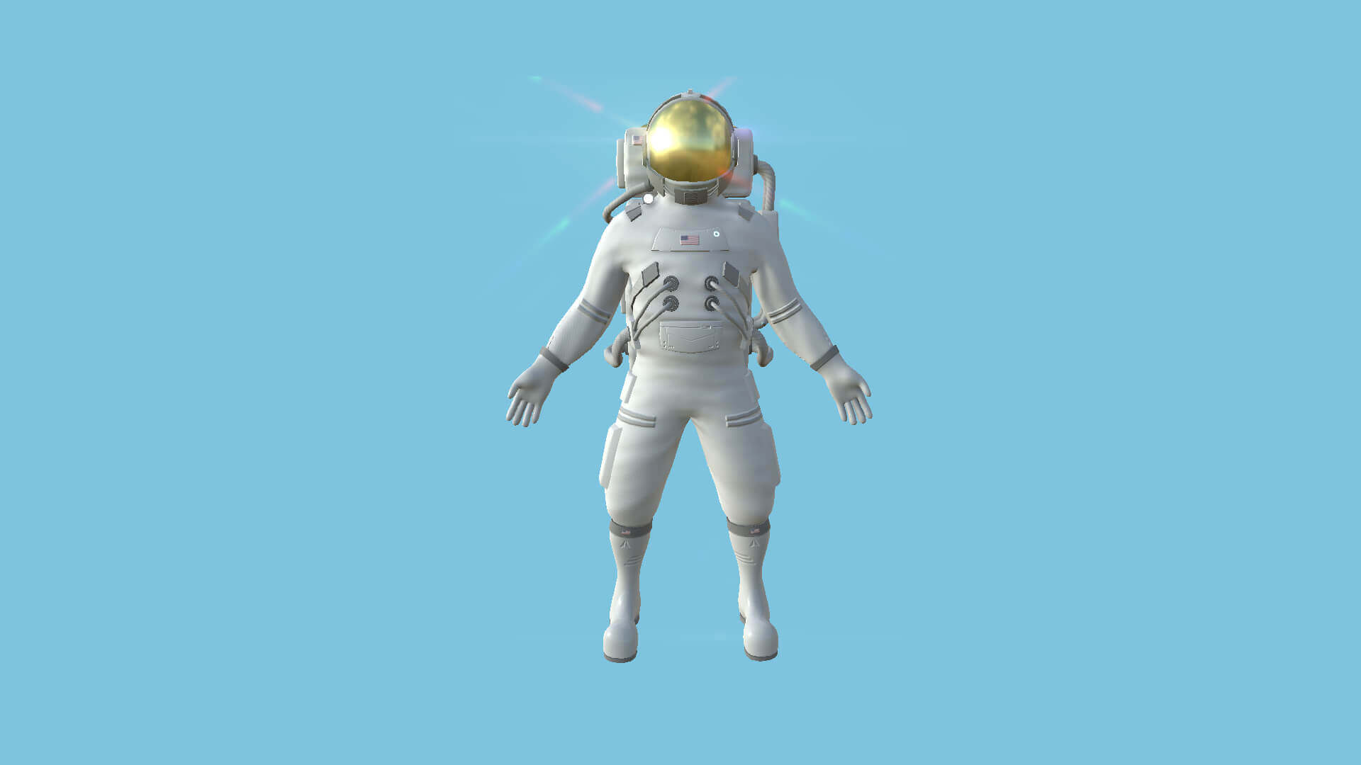 Astronaut Outfit 01 - White USA 3D Model by gsommer