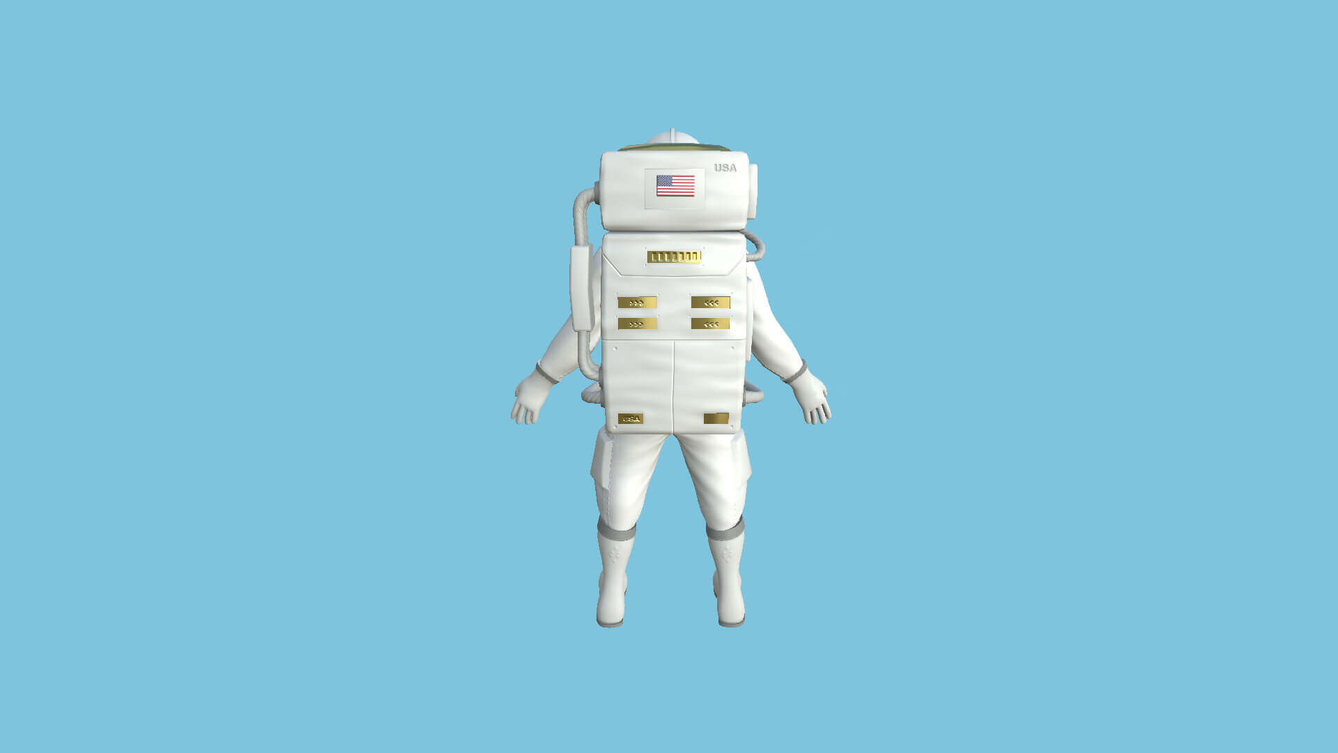 Astronaut Outfit 01 - White USA 3D Model by gsommer
