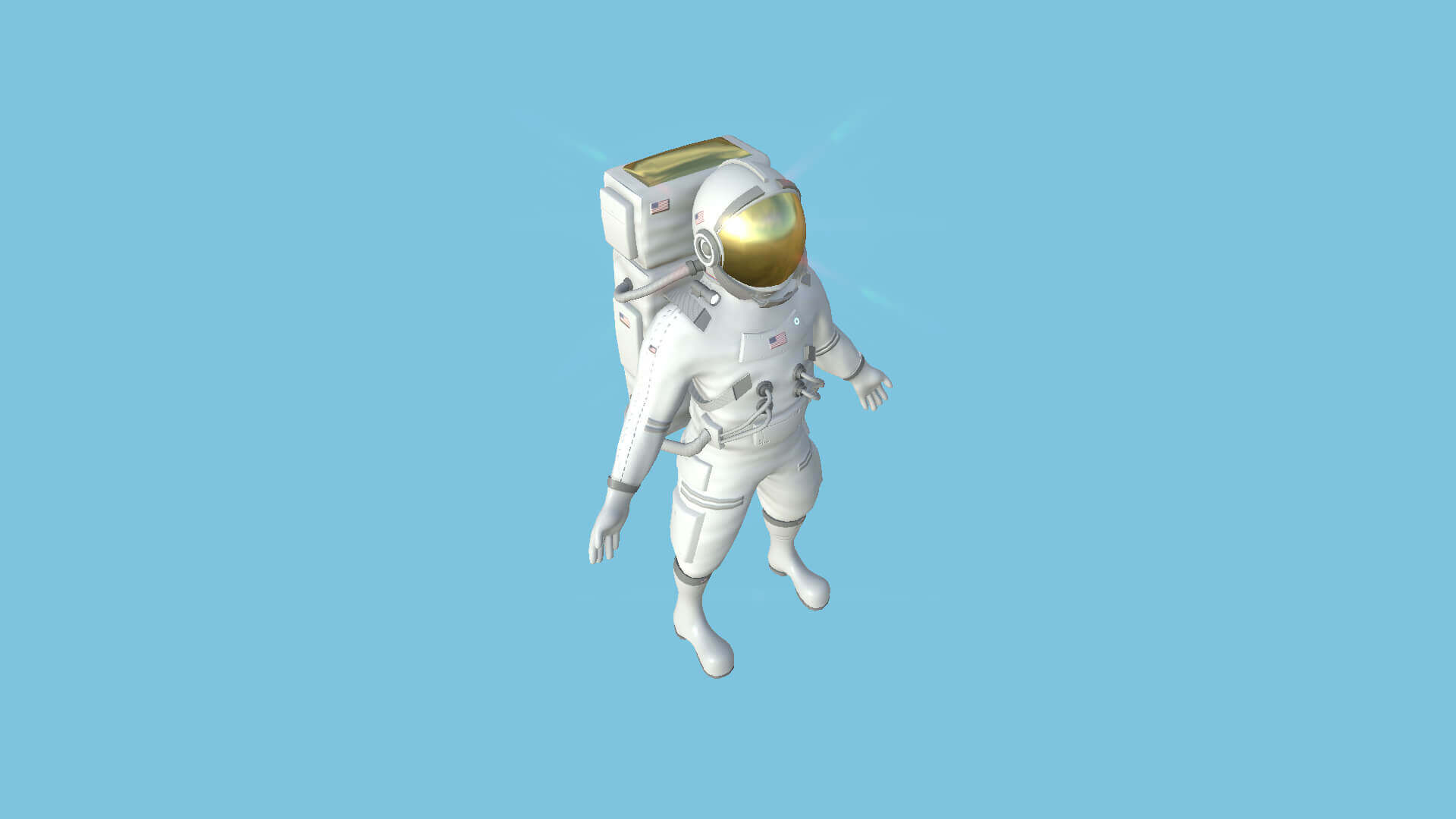 Astronaut Outfit 01 - White USA 3D Model by gsommer
