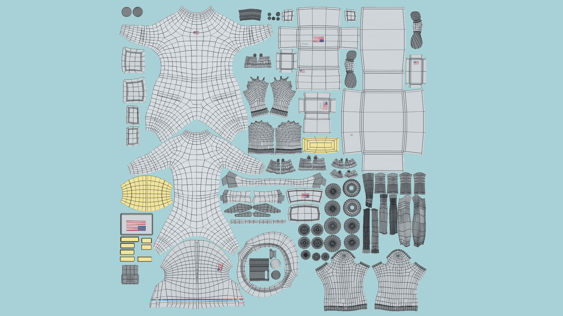 Astronaut Outfit 01 - White USA 3D Model by gsommer