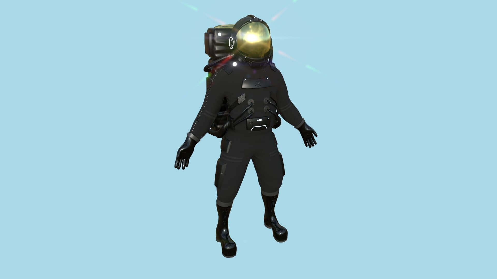 Astronaut Outfit 02 - Black 3D Model by gsommer