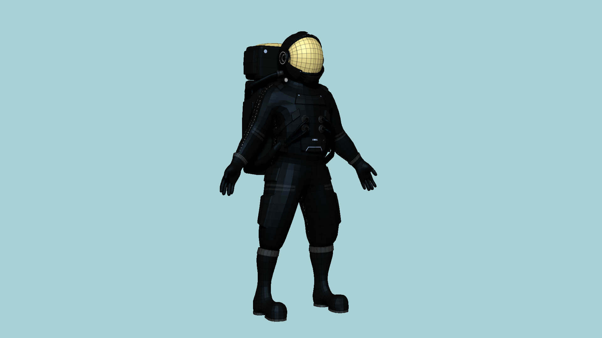 Astronaut Outfit 02 - Black 3D Model by gsommer