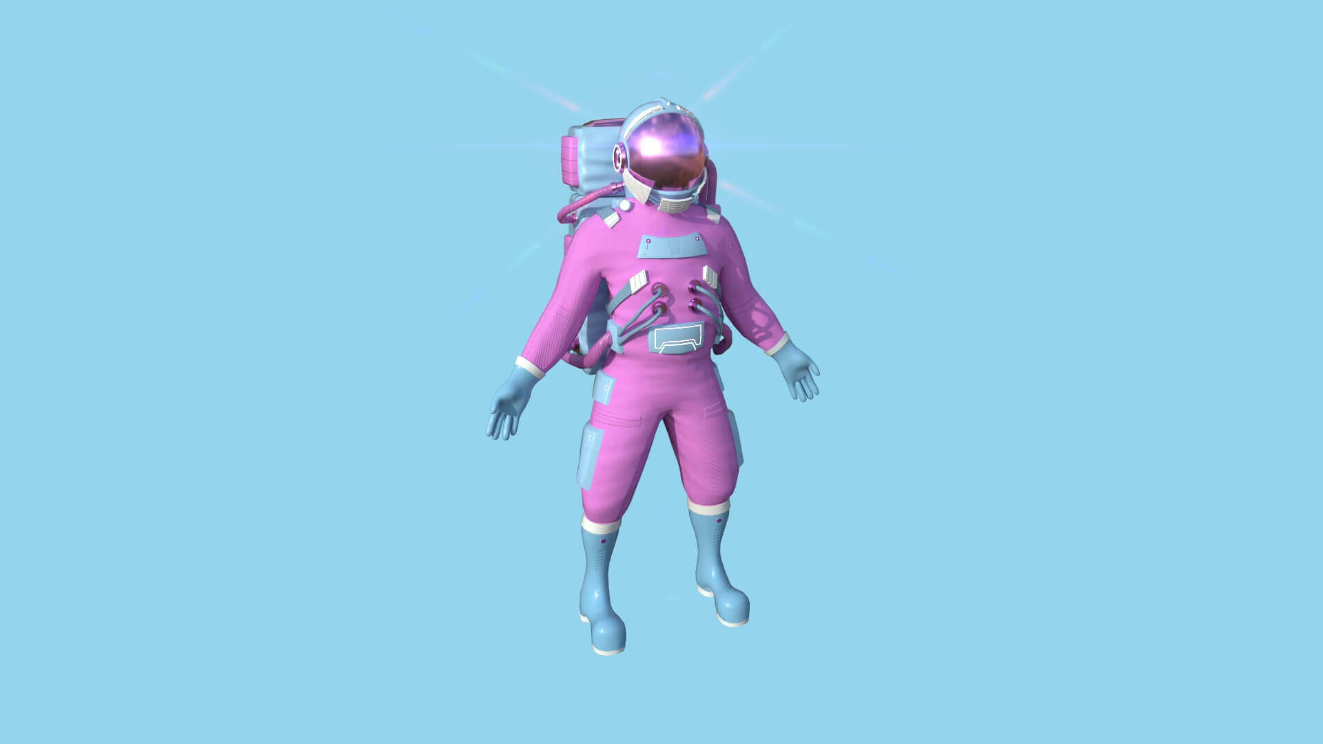 Astronaut Outfit 04 - Pink and Blue 3D Model by gsommer