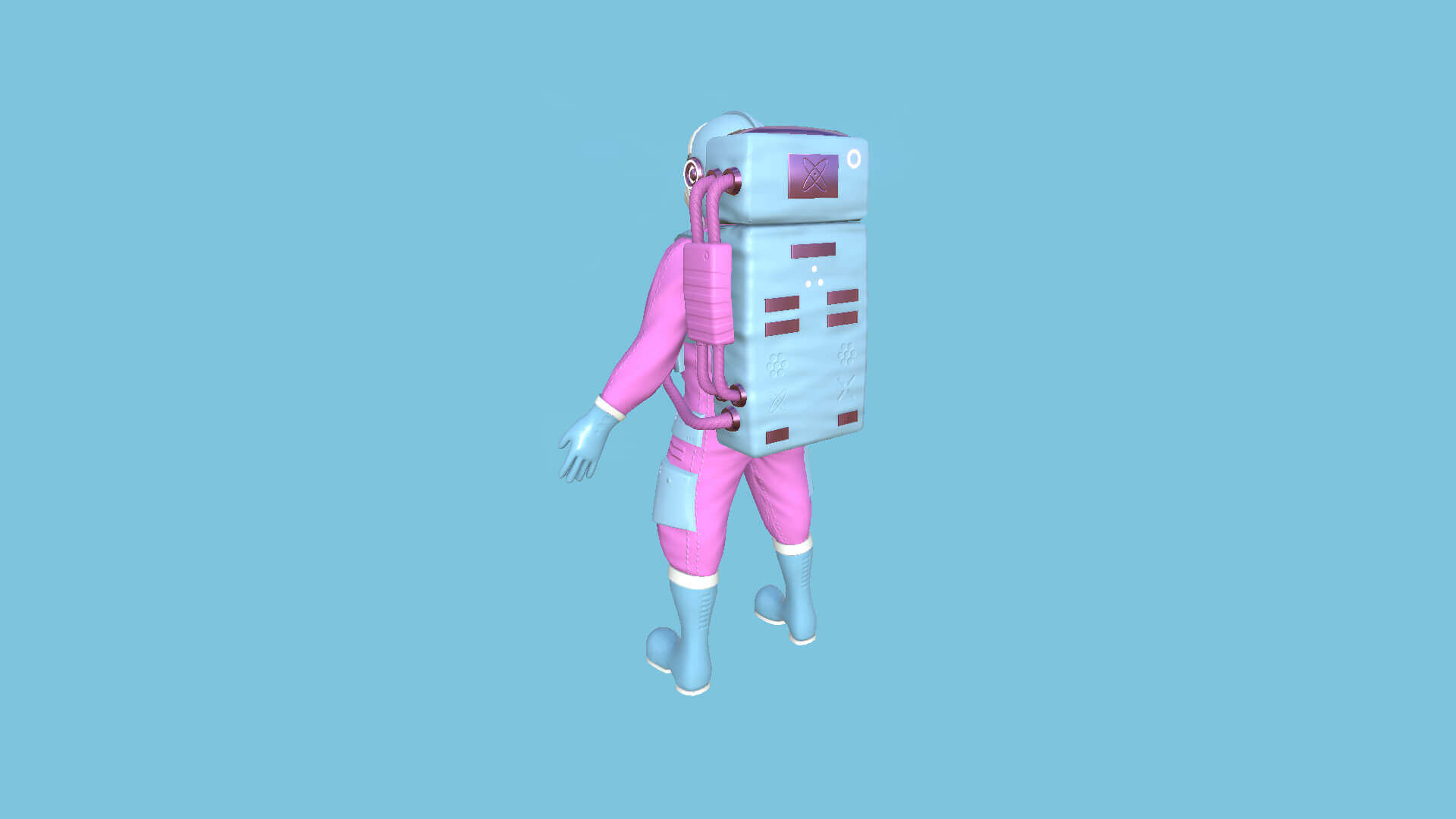 Astronaut Outfit 04 - Pink and Blue 3D Model by gsommer